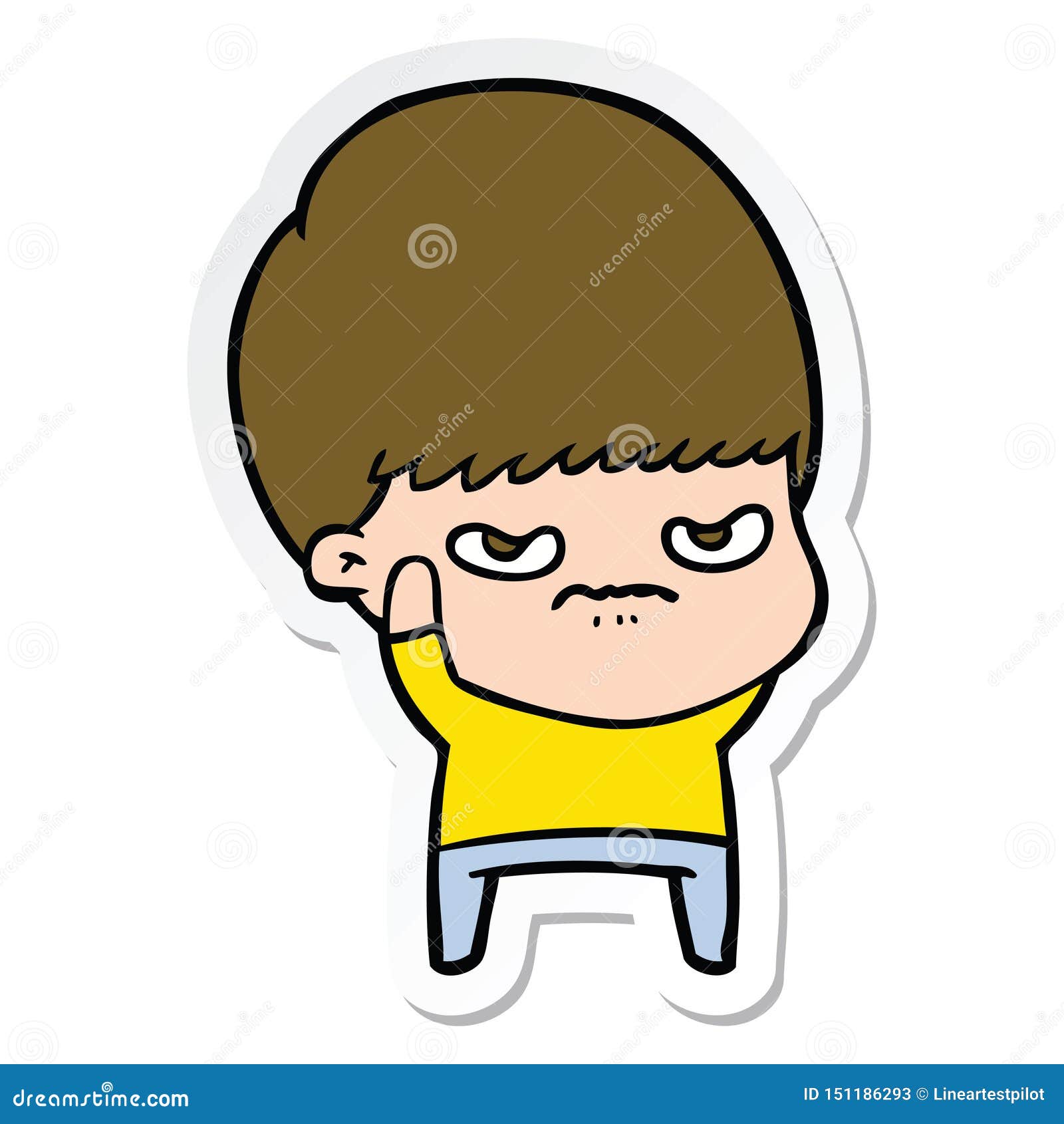 A Creative Sticker of a Annoyed Cartoon Boy Stock Vector - Illustration ...