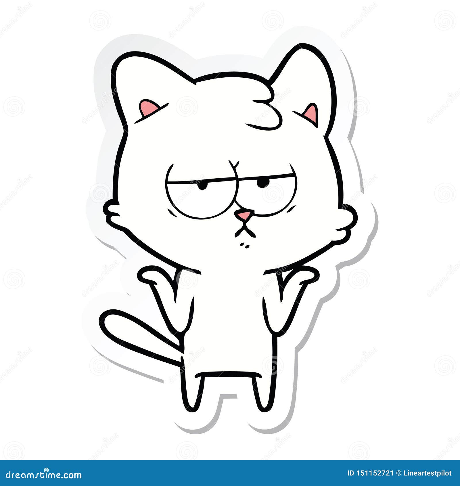 A Creative Sticker of a Bored Cartoon Cat Stock Vector - Illustration ...