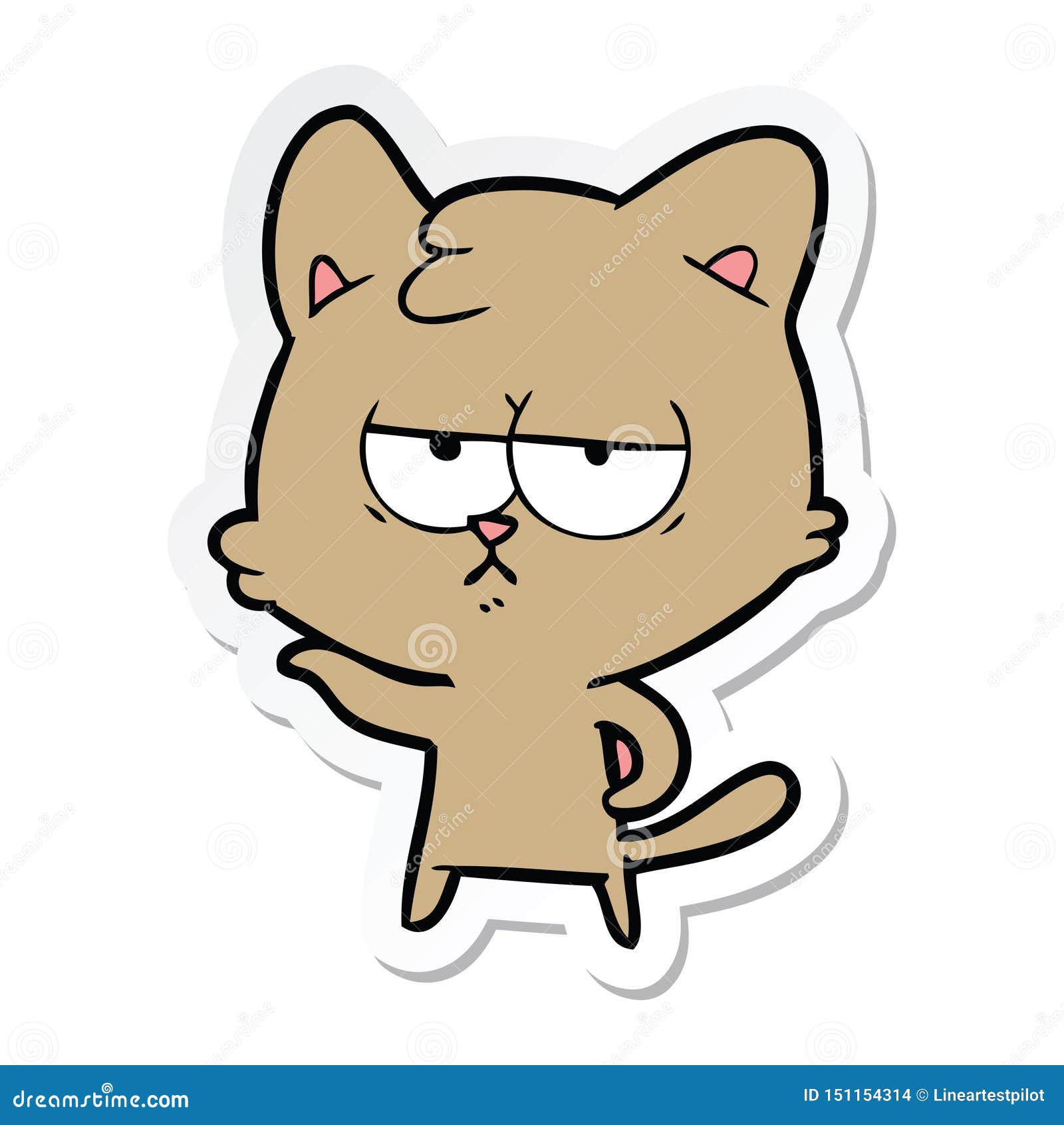 A Creative Sticker of a Bored Cartoon Cat Stock Vector - Illustration ...
