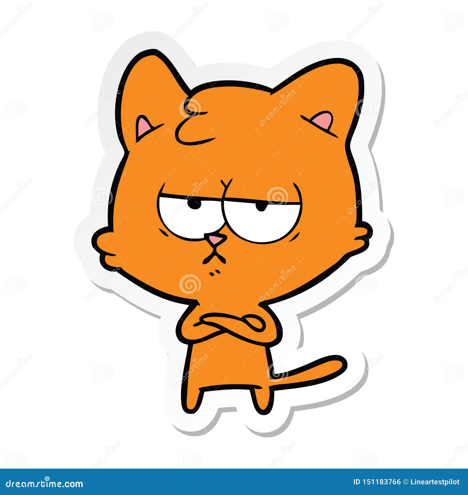 A Creative Sticker of a Bored Cartoon Cat Stock Vector - Illustration ...