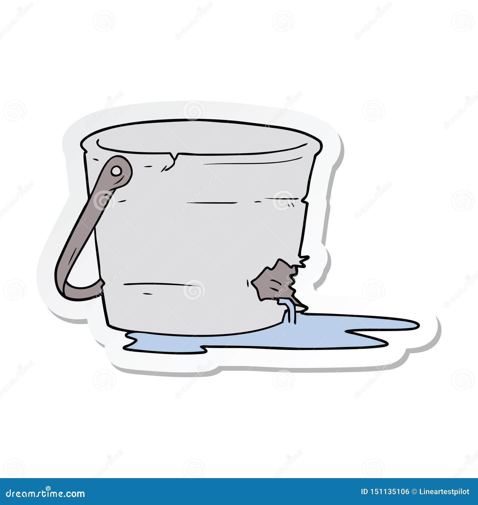 A Creative Sticker of a Broken Bucket Cartoon Stock Vector ...