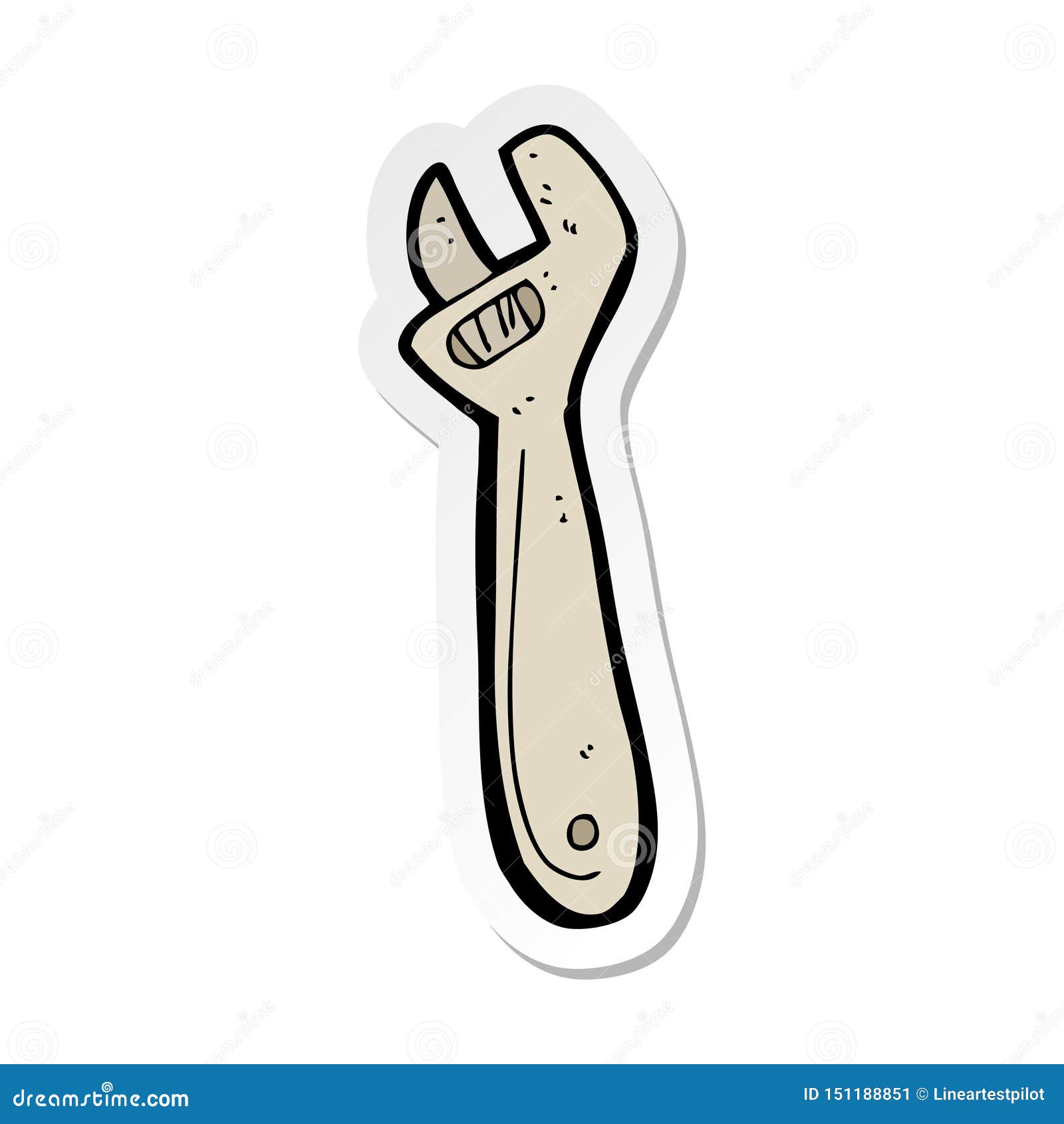 A Creative Sticker of a Cartoon Adjustable Spanner Stock Vector ...