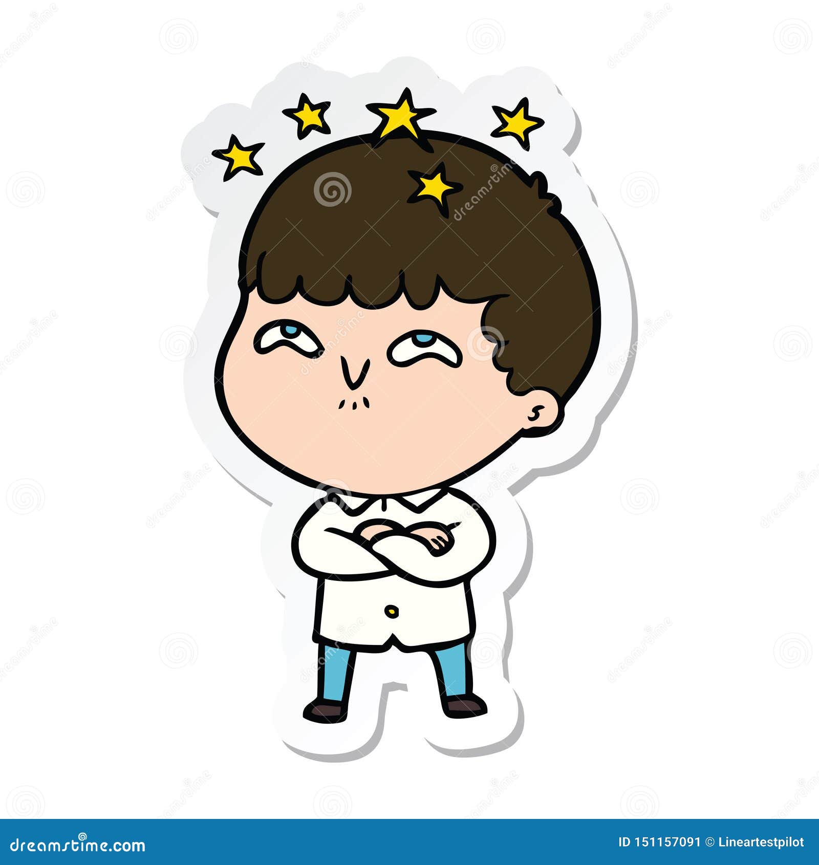 A Creative Sticker of a Cartoon Amazed Boy Stock Vector - Illustration ...