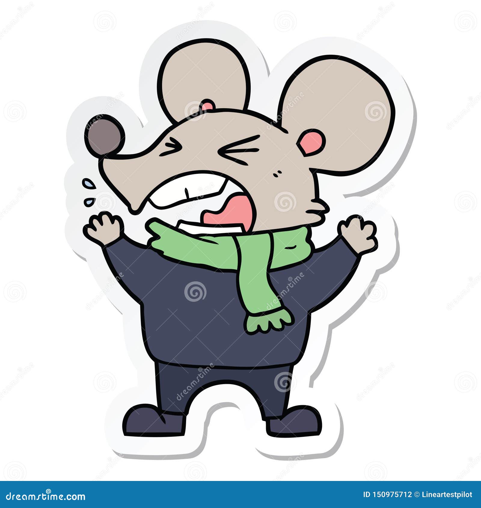 A Creative Sticker of a Cartoon Angry Mouse Stock Vector - Illustration ...