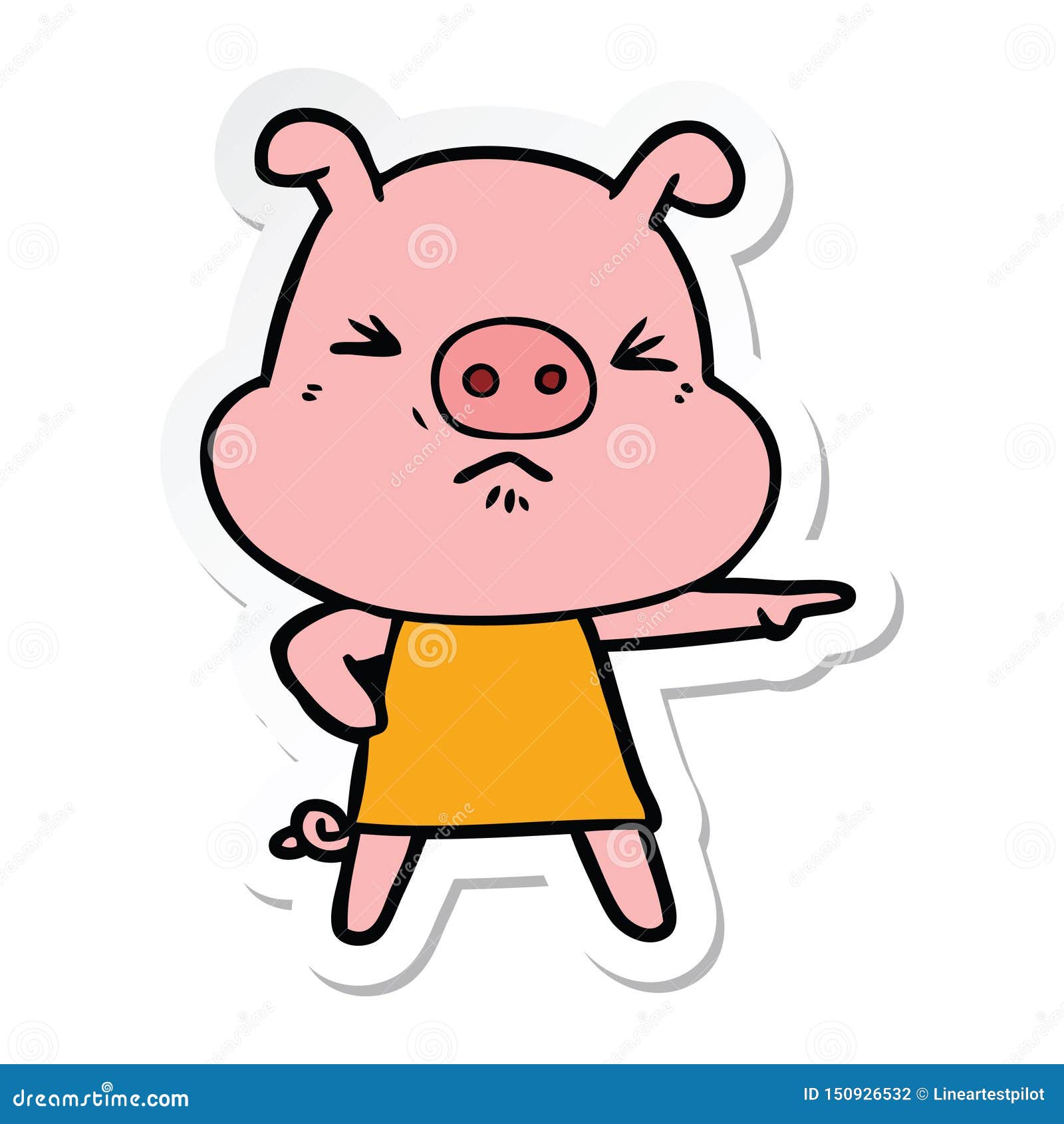 A Creative Sticker of a Cartoon Angry Pig Stock Vector - Illustration ...