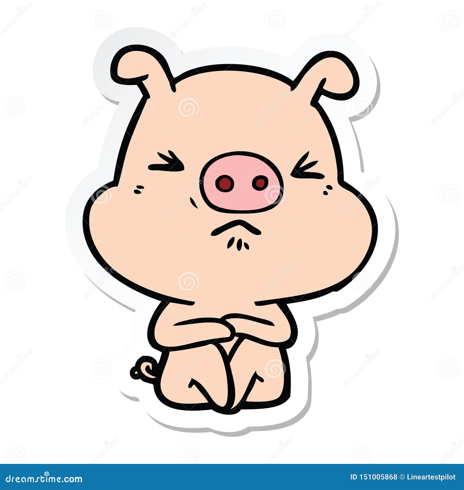 A Creative Sticker of a Cartoon Angry Pig Sat Waiting Stock Vector ...