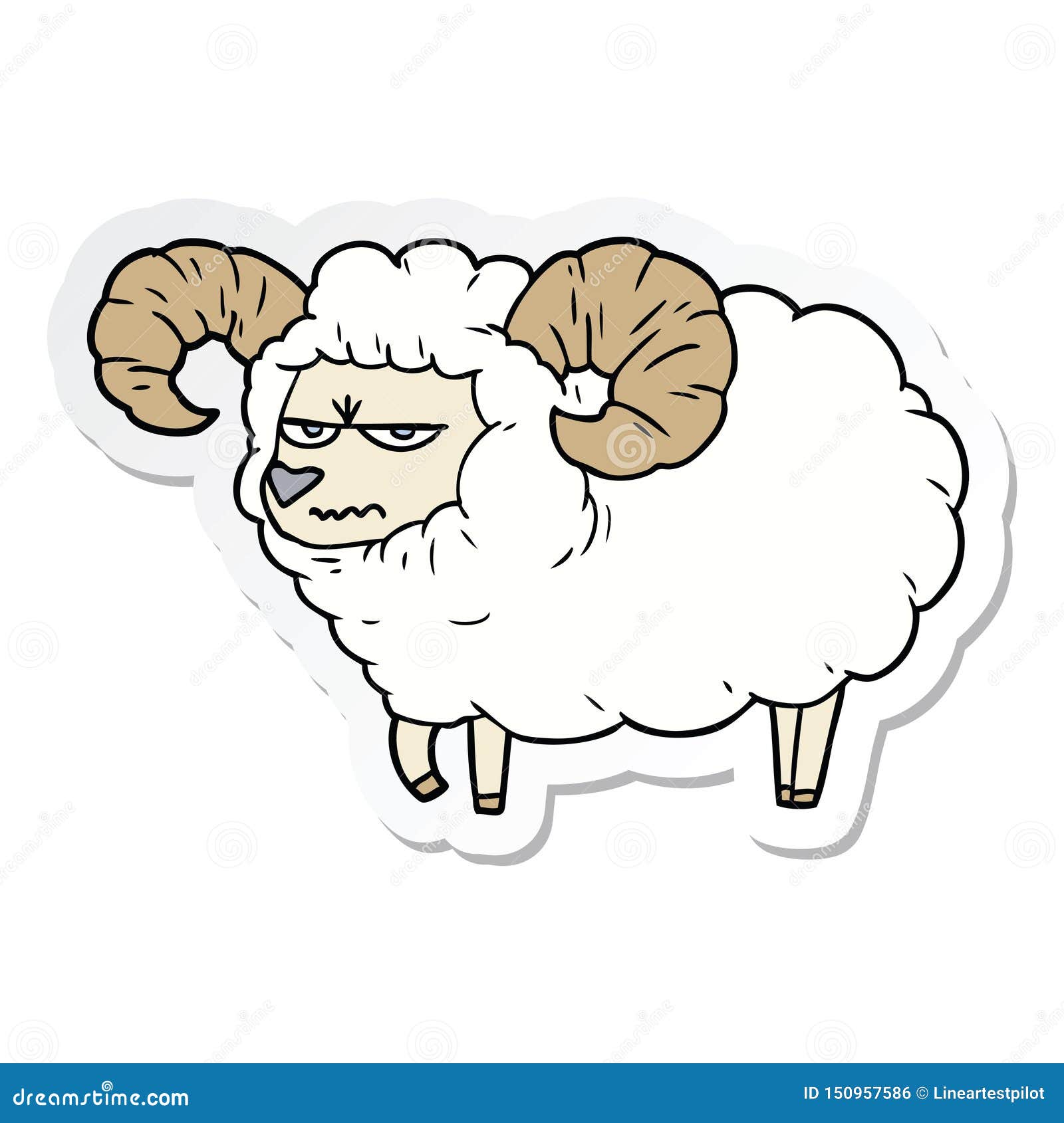 A Creative Sticker of a Cartoon Angry Ram Stock Vector - Illustration ...