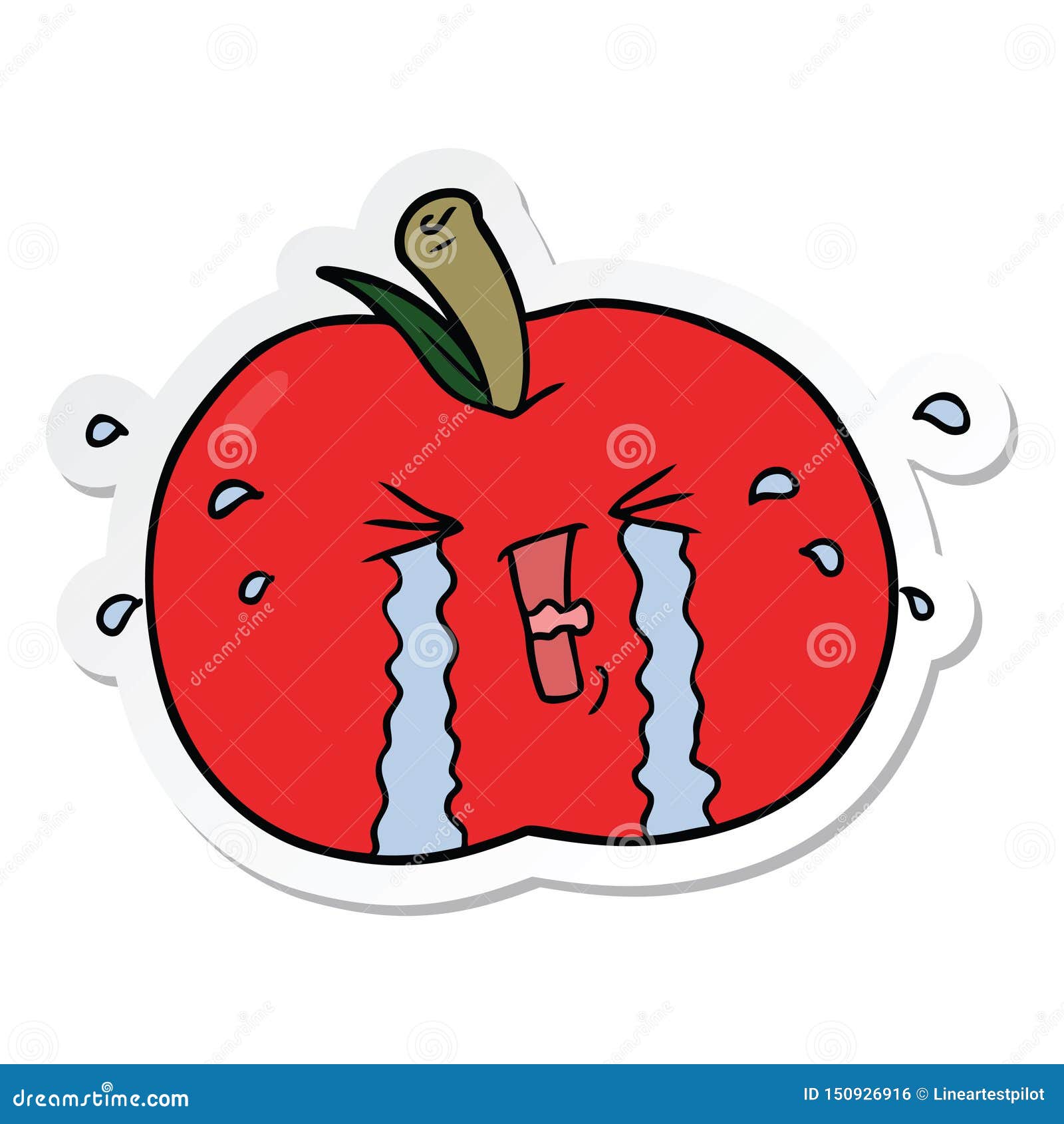 A Creative Sticker of a Cartoon Apple Crying Stock Vector ...