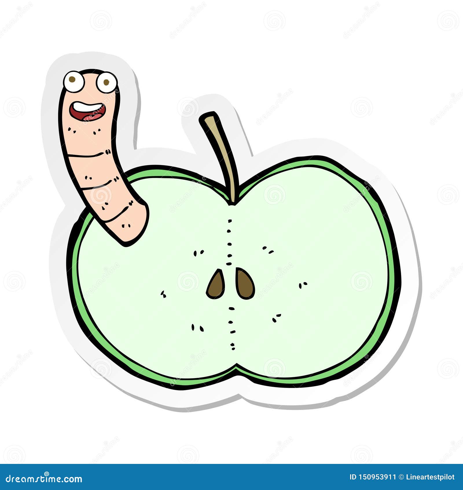 A Creative Sticker of a Cartoon Apple with Worm Stock Vector ...