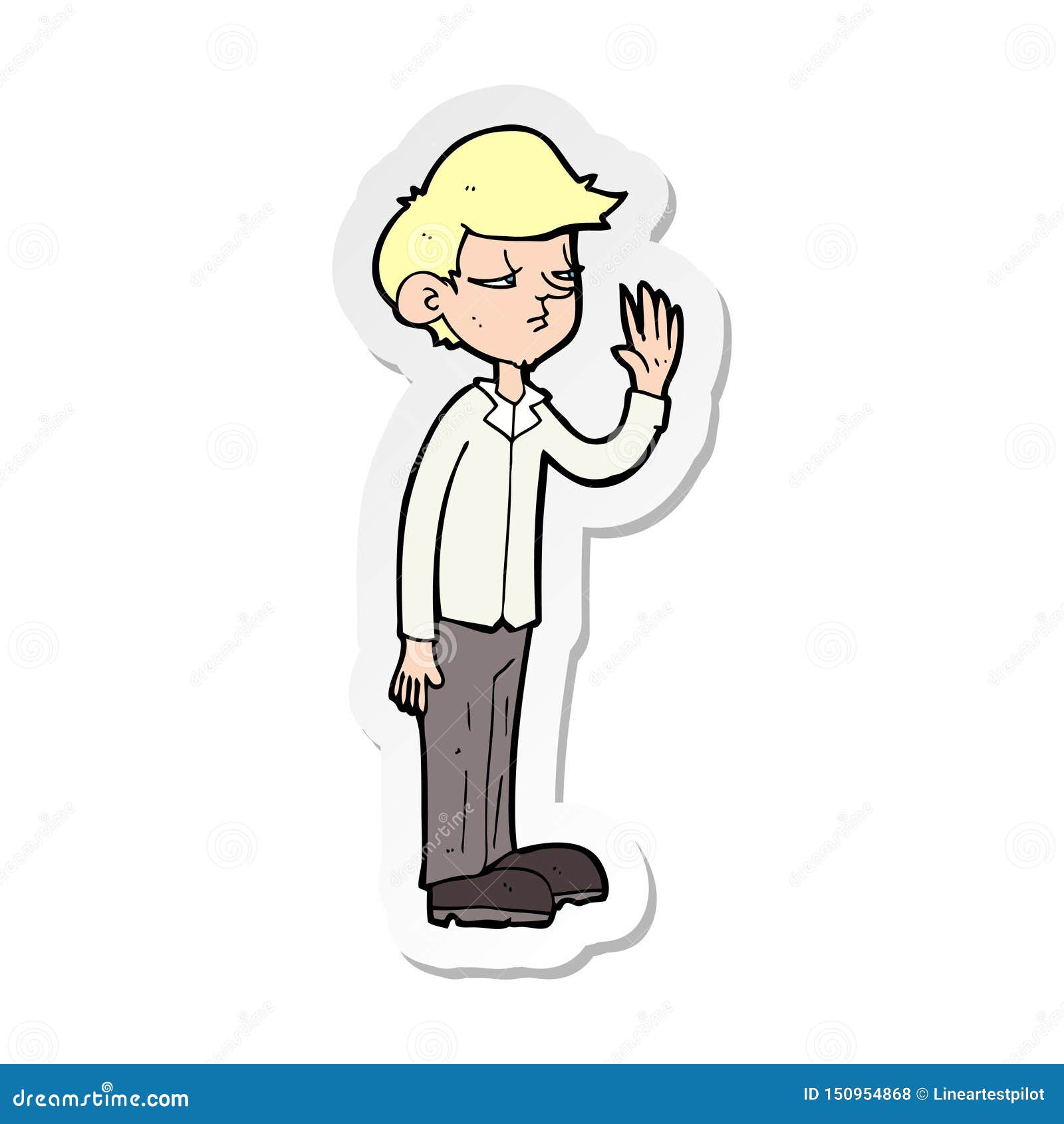 A Creative Sticker of a Cartoon Arrogant Boy Stock Vector ...