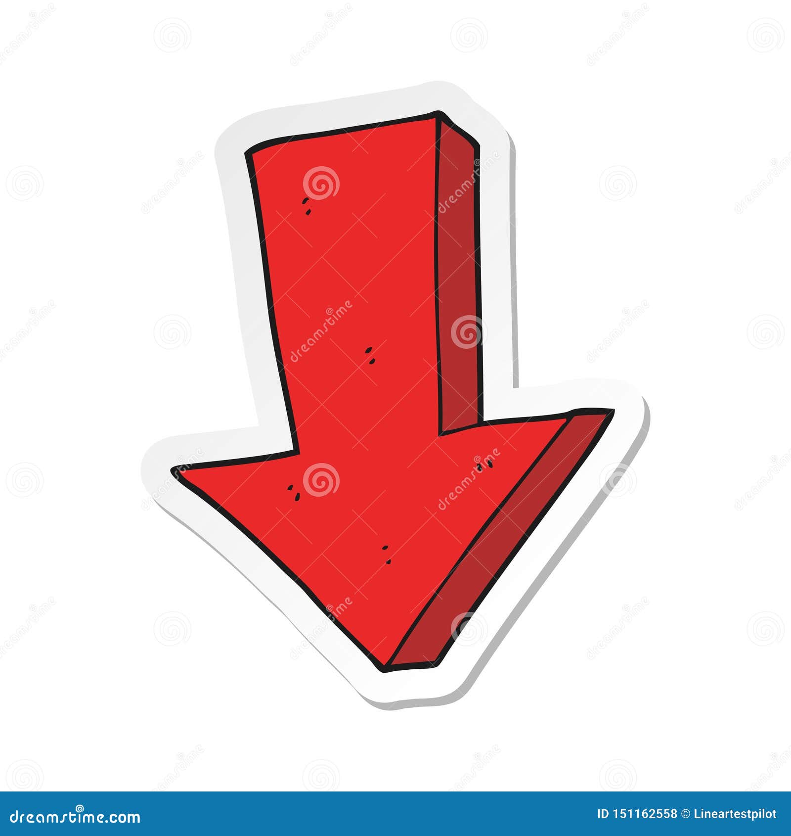 A Creative Sticker of a Cartoon Arrow Pointing Down Stock Vector ...
