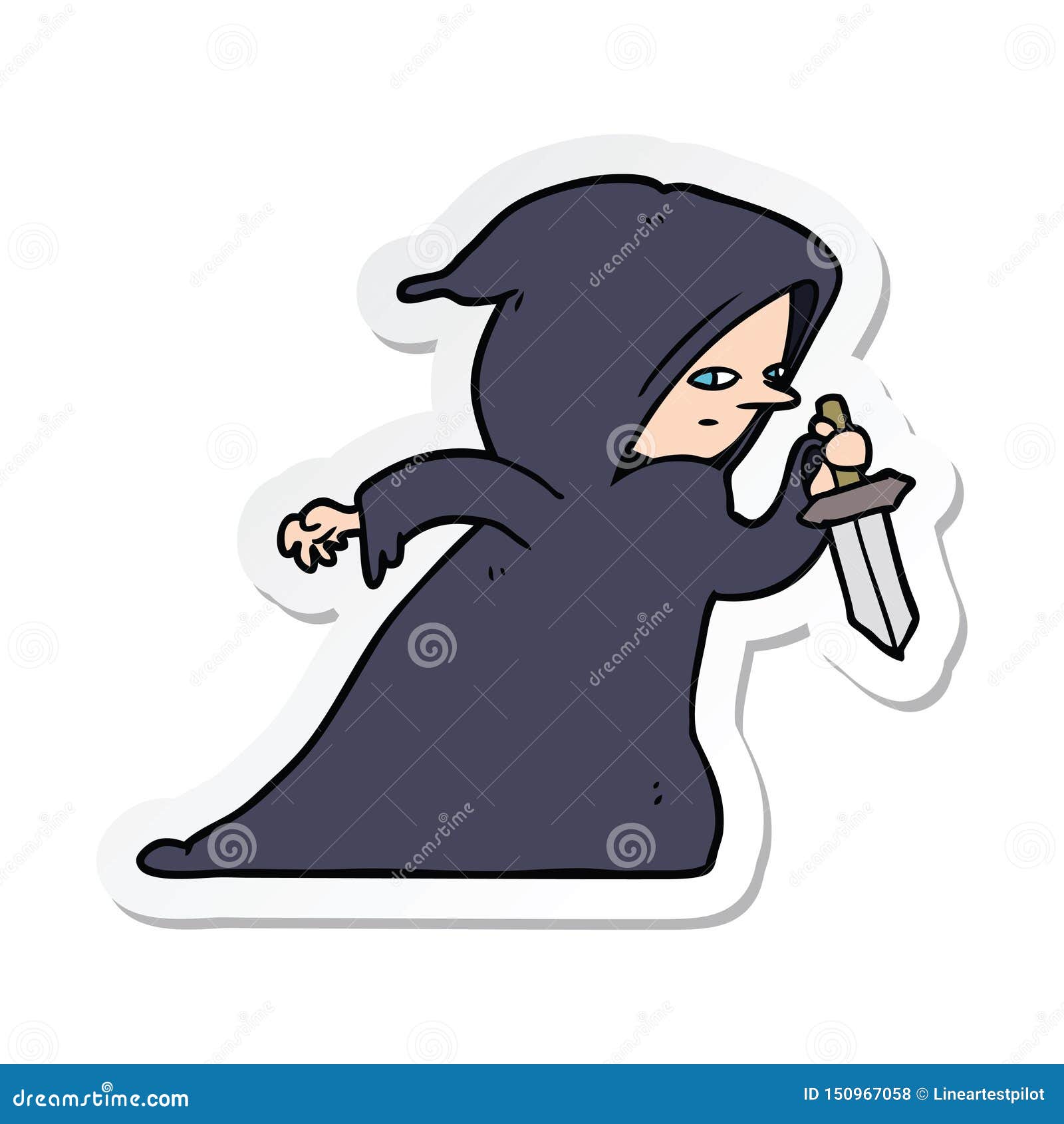 A Creative Sticker of a Cartoon Assassin Stock Vector - Illustration of ...