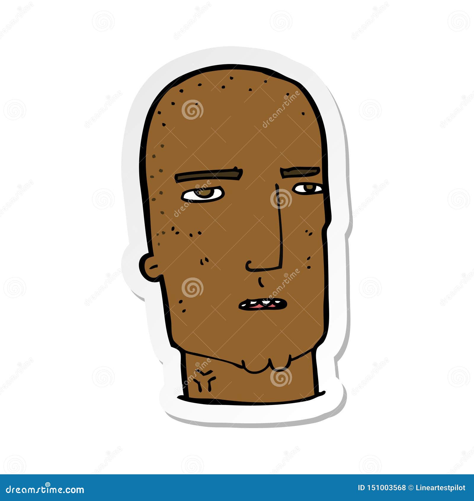 A Creative Sticker of a Cartoon Bald Tough Guy Stock Vector ...