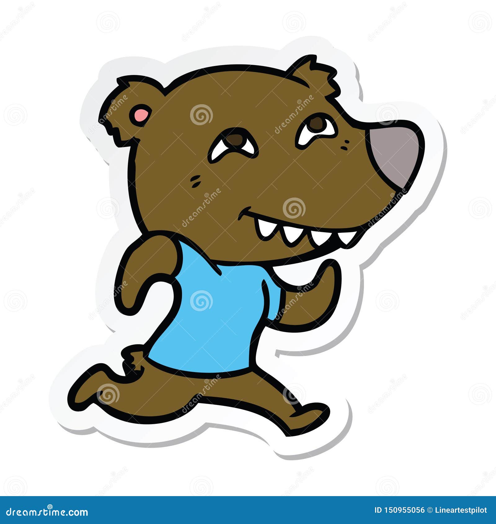 A Creative Sticker of a Cartoon Bear Running Stock Vector ...