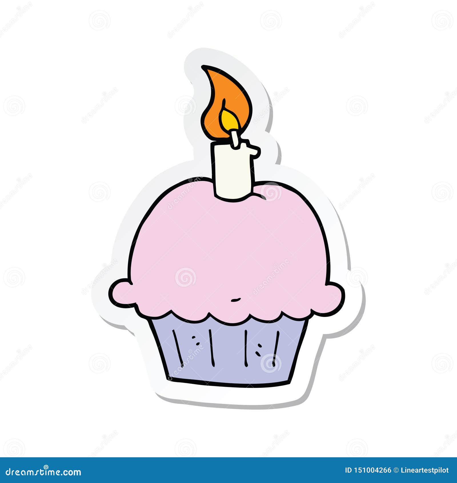 A Creative Sticker of a Cartoon Birthday Cupcake Stock Vector ...