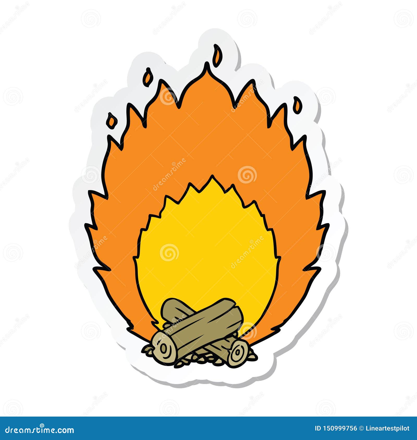 A Creative Sticker of a Cartoon Blazing Camp Fire Stock Vector ...
