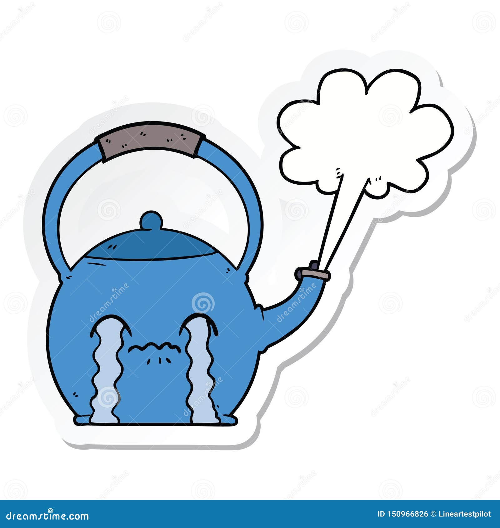 A Creative Sticker of a Cartoon Boiling Kettle Stock Vector ...