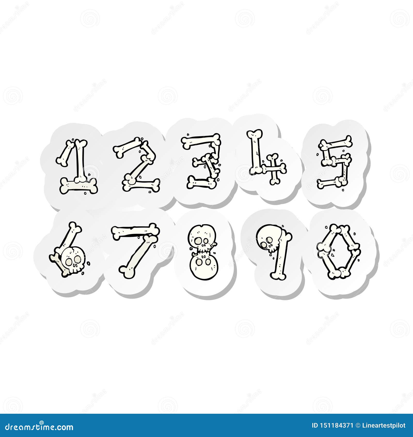 A Creative Sticker of a Cartoon Bone Numbers Stock Vector ...