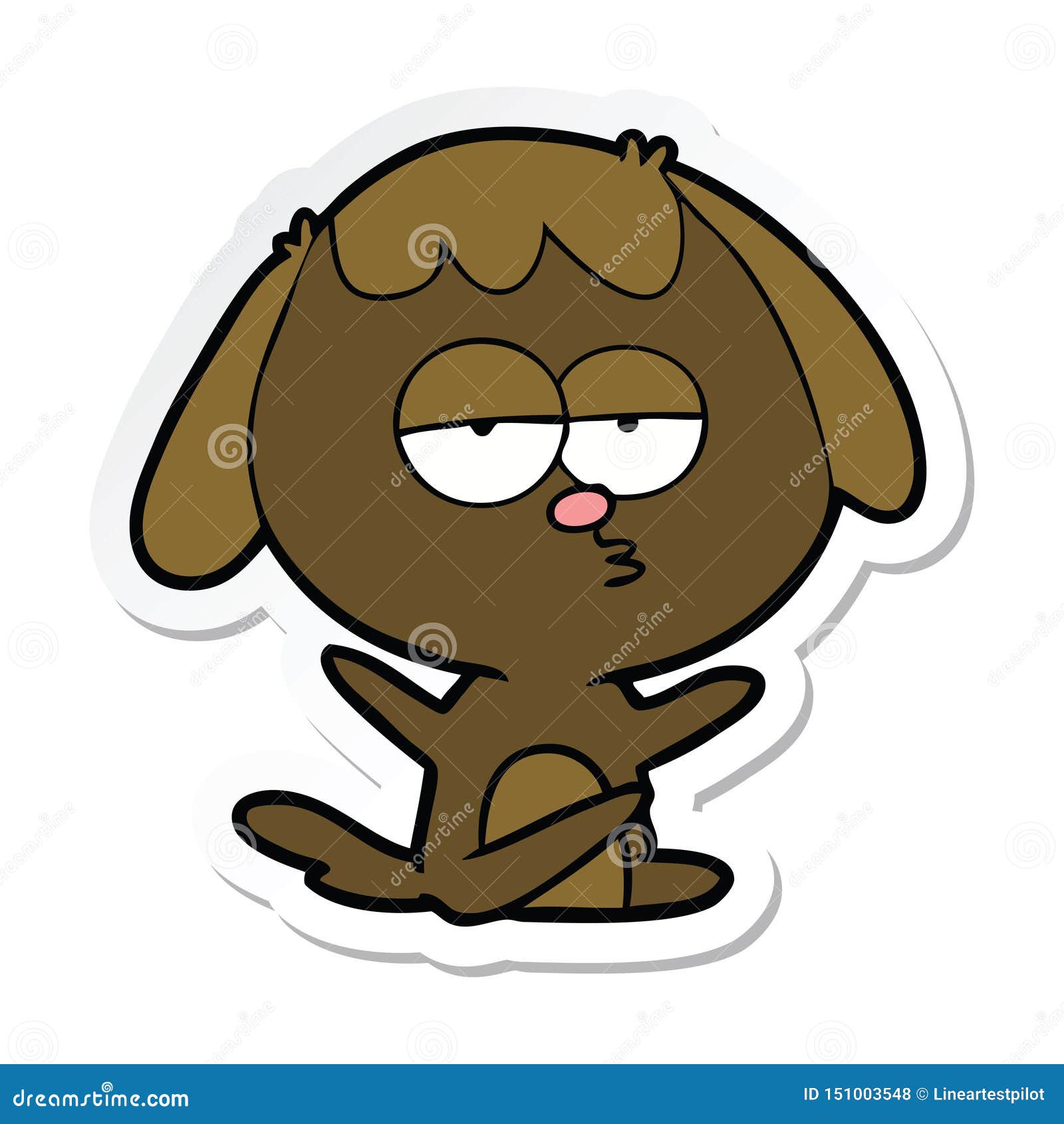 A Creative Sticker of a Cartoon Bored Dog Stock Vector - Illustration ...