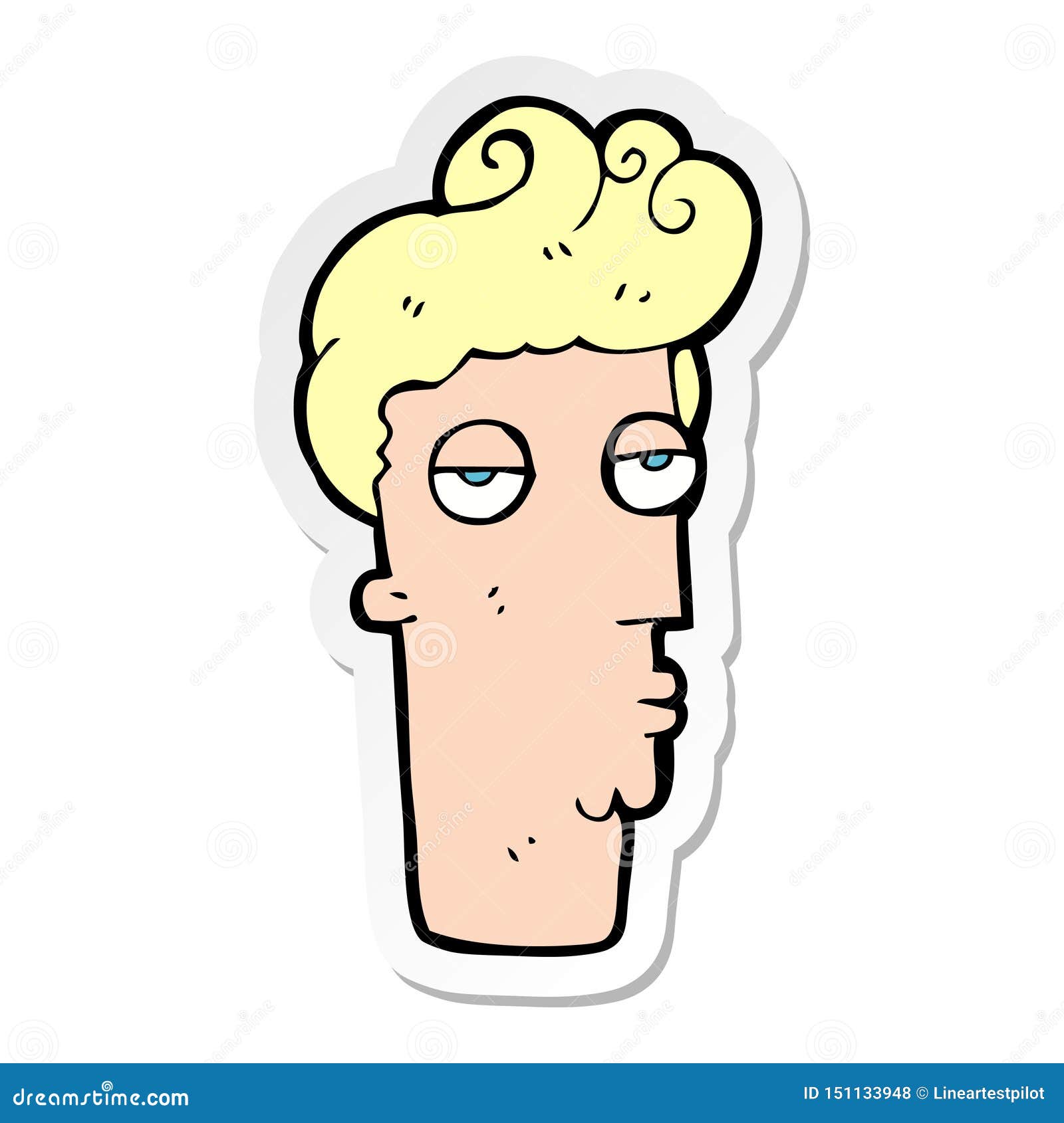 A Creative Sticker of a Cartoon Bored Mans Face Stock Vector ...
