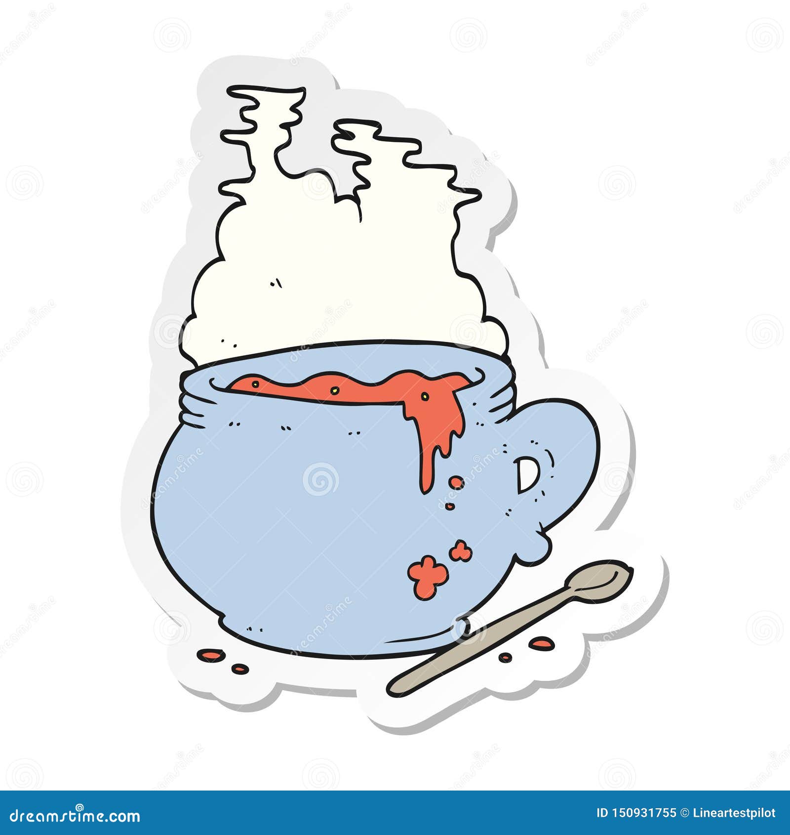 A Creative Sticker of a Cartoon Bowl of Soup Stock Vector ...