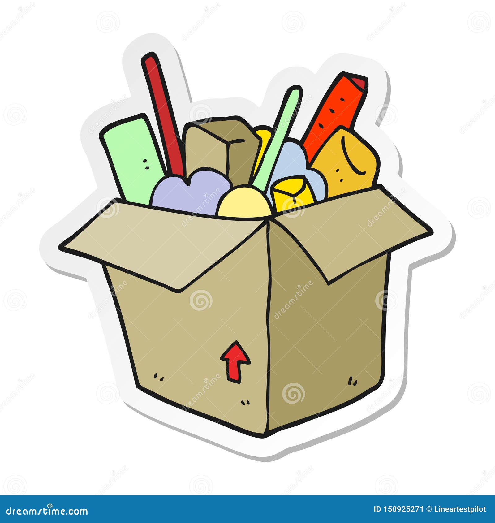 A Creative Sticker of a Cartoon Box of Things Stock Vector ...