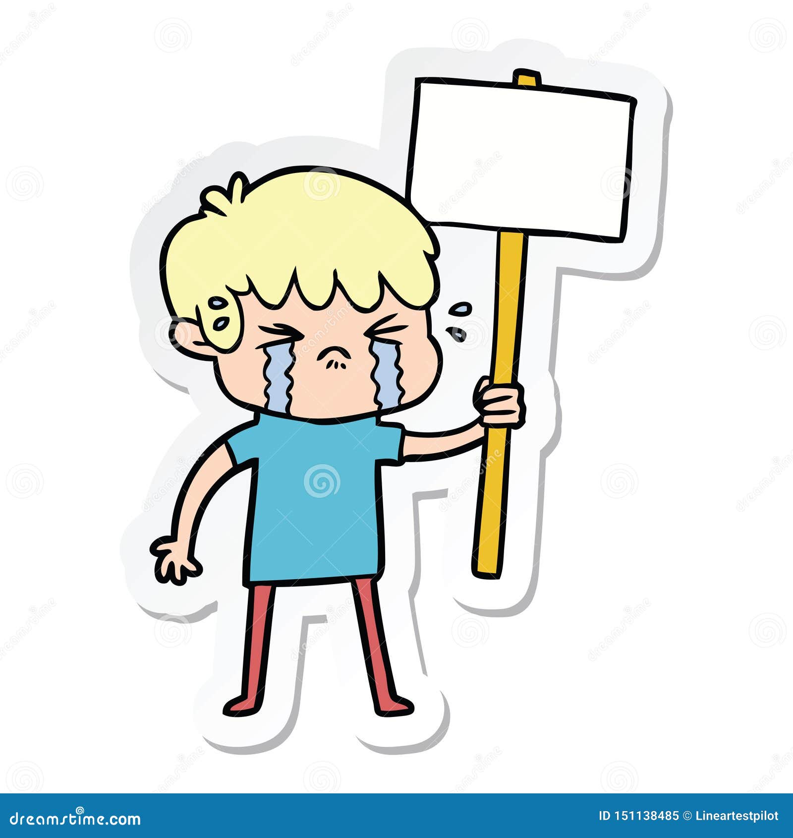 A Creative Sticker of a Cartoon Boy Crying Stock Vector - Illustration ...