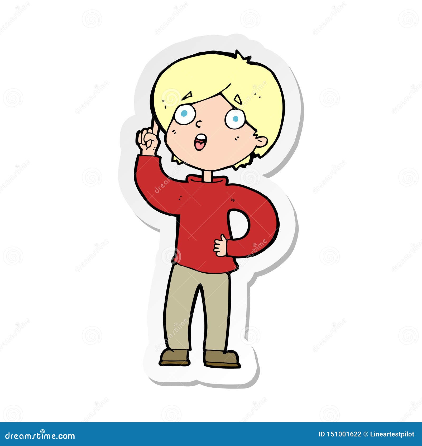 A Creative Sticker of a Cartoon Boy with Idea Stock Vector ...