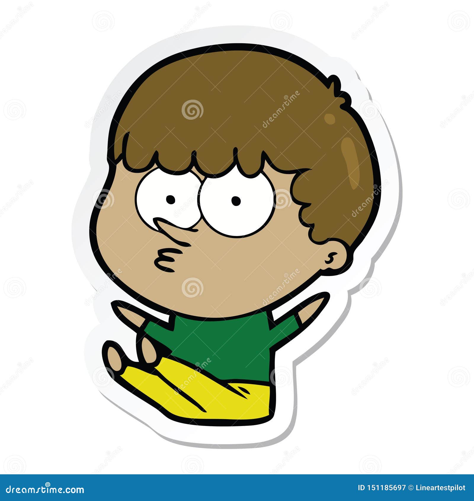 A Creative Sticker of a Cartoon Boy Sat Waiting Stock Vector ...