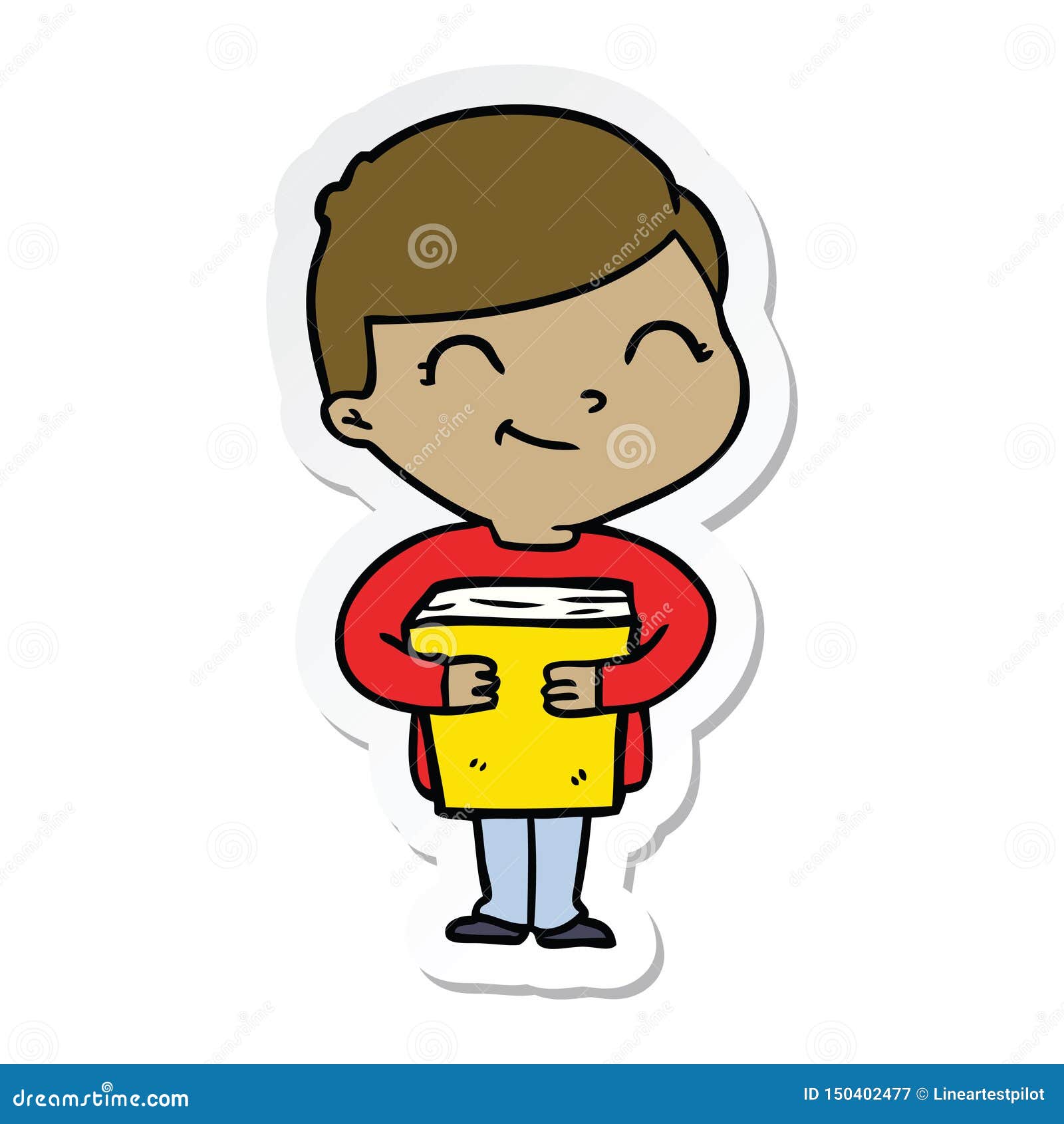 Sticker of a Cartoon Boy Smiling Stock Vector - Illustration of cute ...