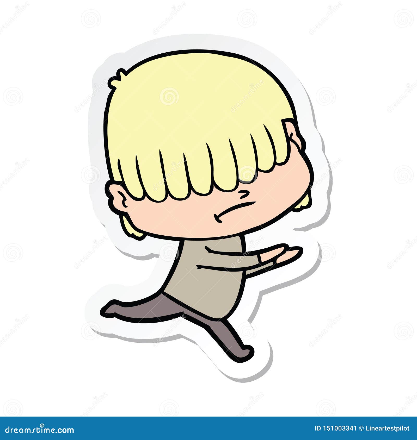 A Creative Sticker of a Cartoon Boy with Untidy Hair Stock Vector ...