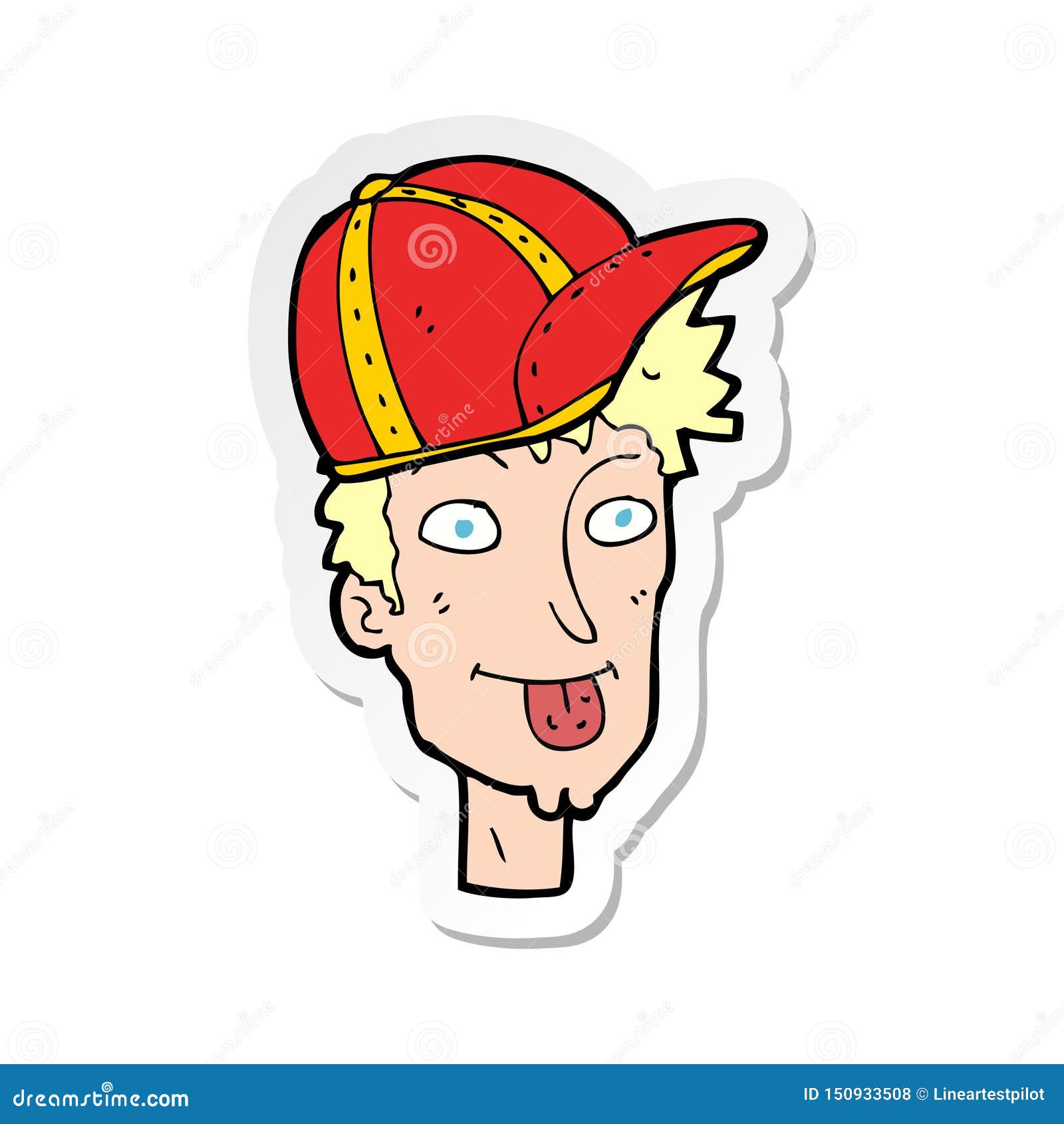 A Creative Sticker of a Cartoon Boy Wearing Cap Stock Vector ...