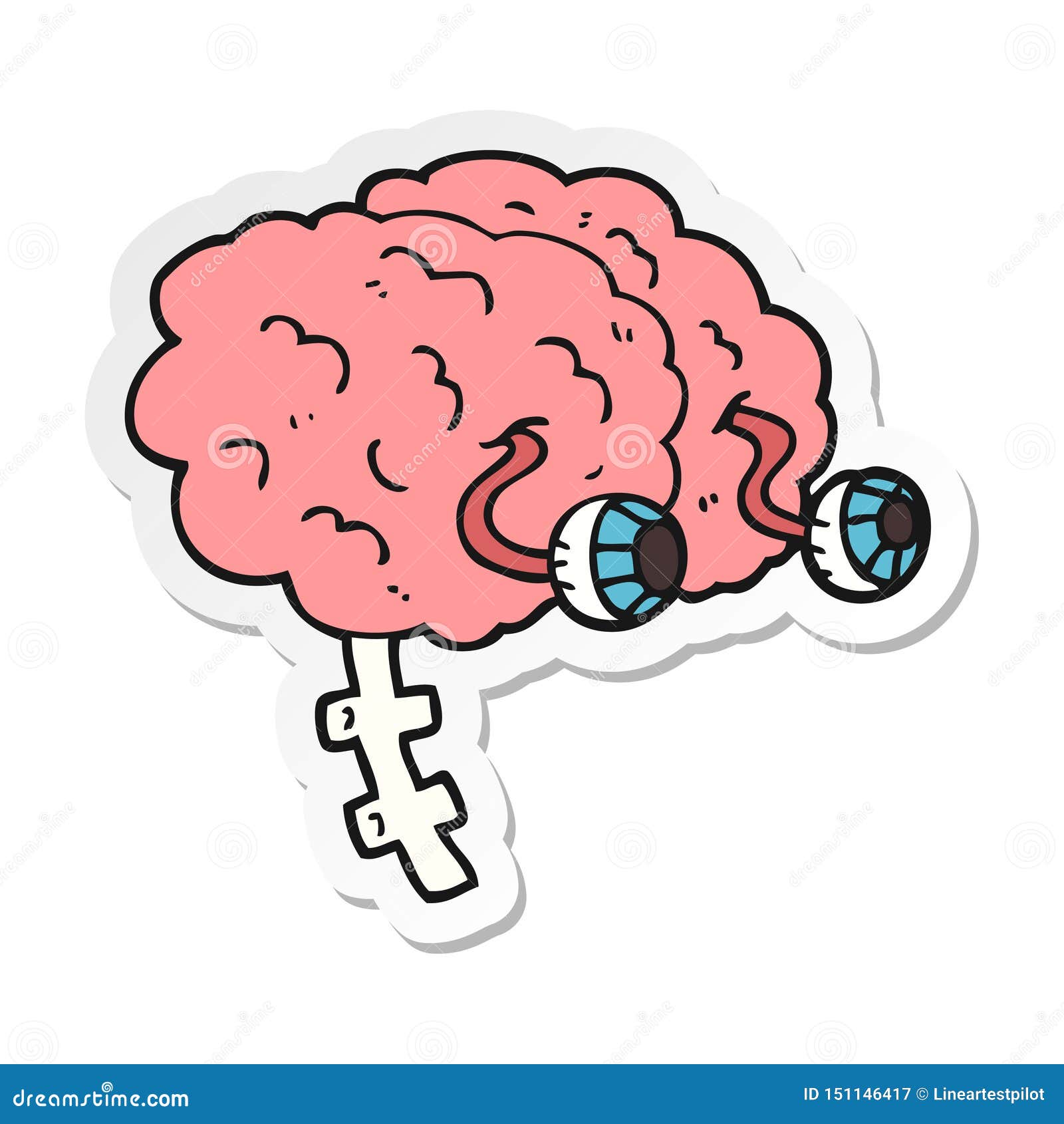 A Creative Sticker of a Cartoon Brain Stock Vector - Illustration of ...