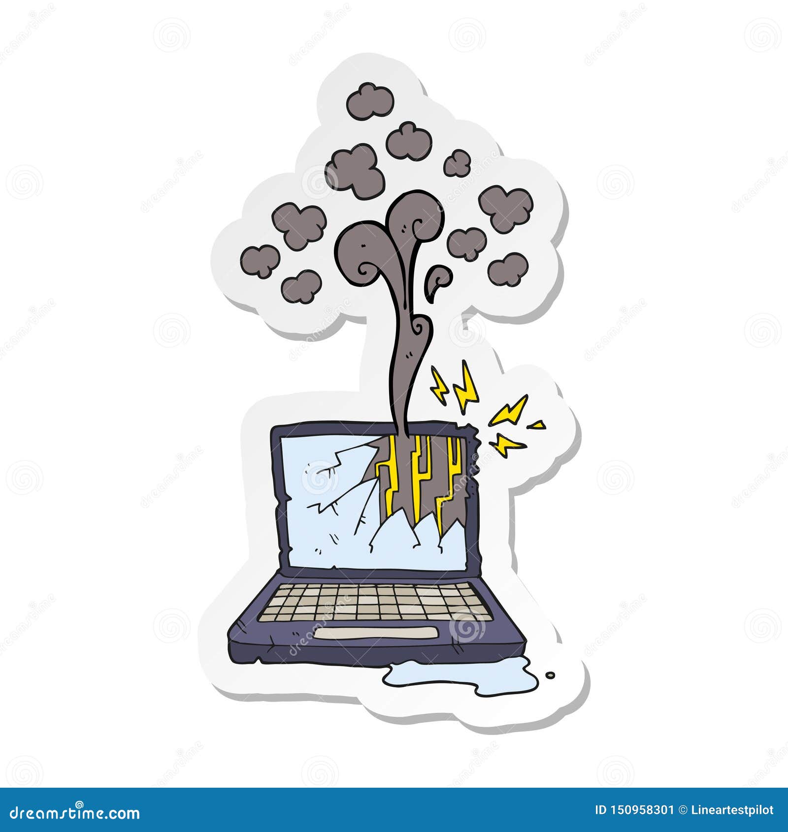A Creative Sticker of a Cartoon Broken Computer Stock Vector ...