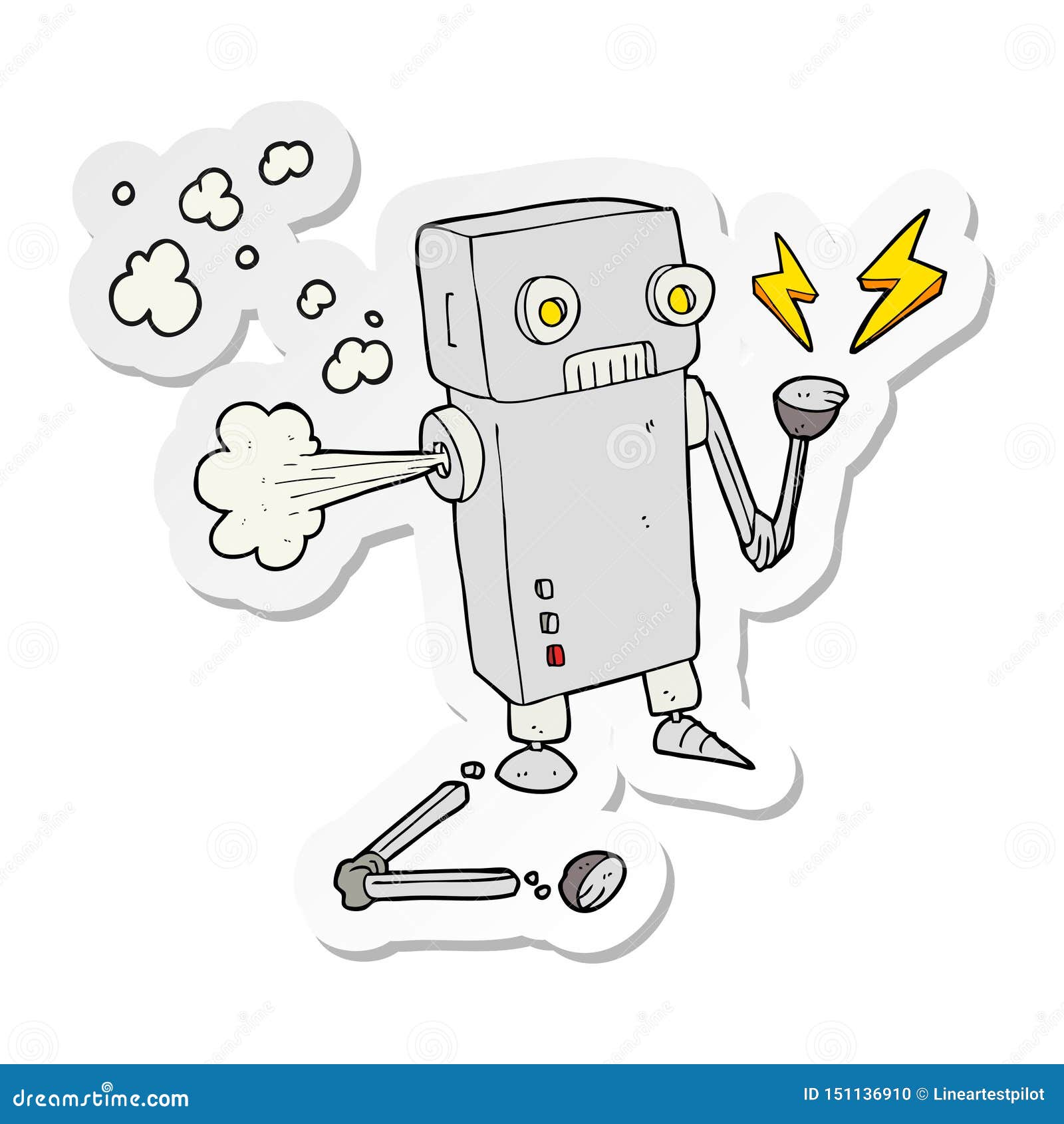 A Creative Sticker of a Cartoon Broken Robot Stock Vector ...