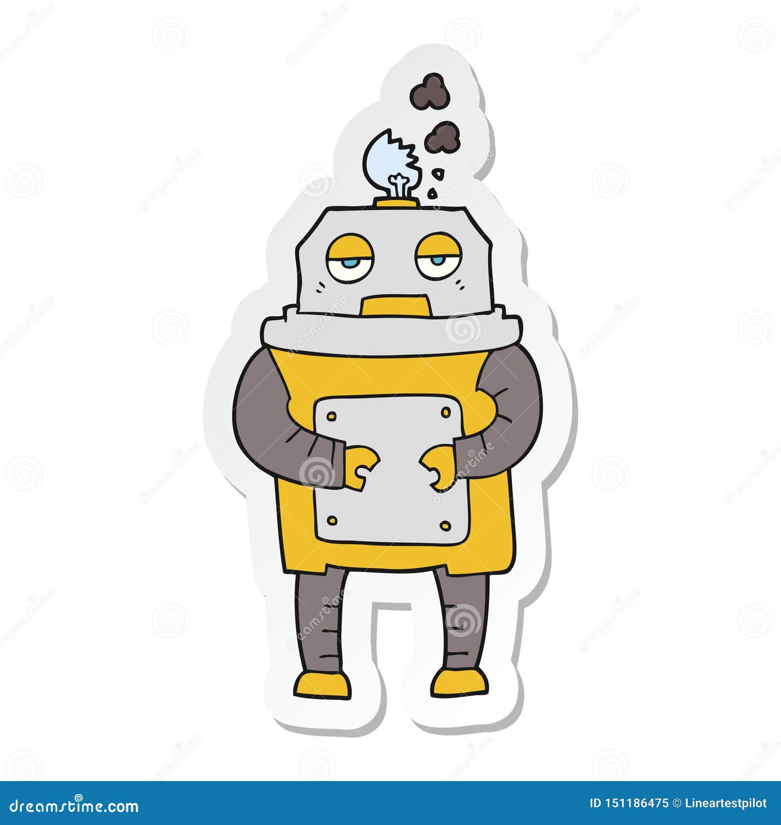 A Creative Sticker of a Cartoon Broken Robot Stock Vector ...