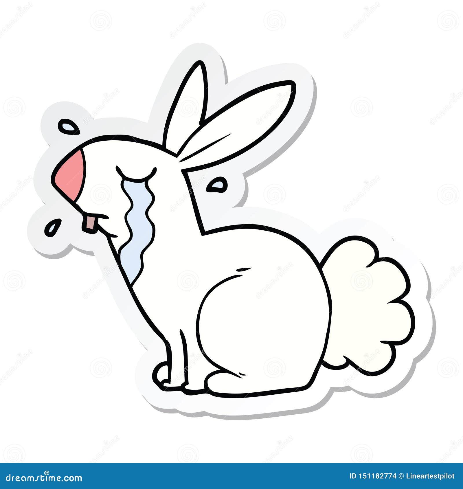 A Creative Sticker of a Cartoon Bunny Rabbit Crying Stock Vector ...