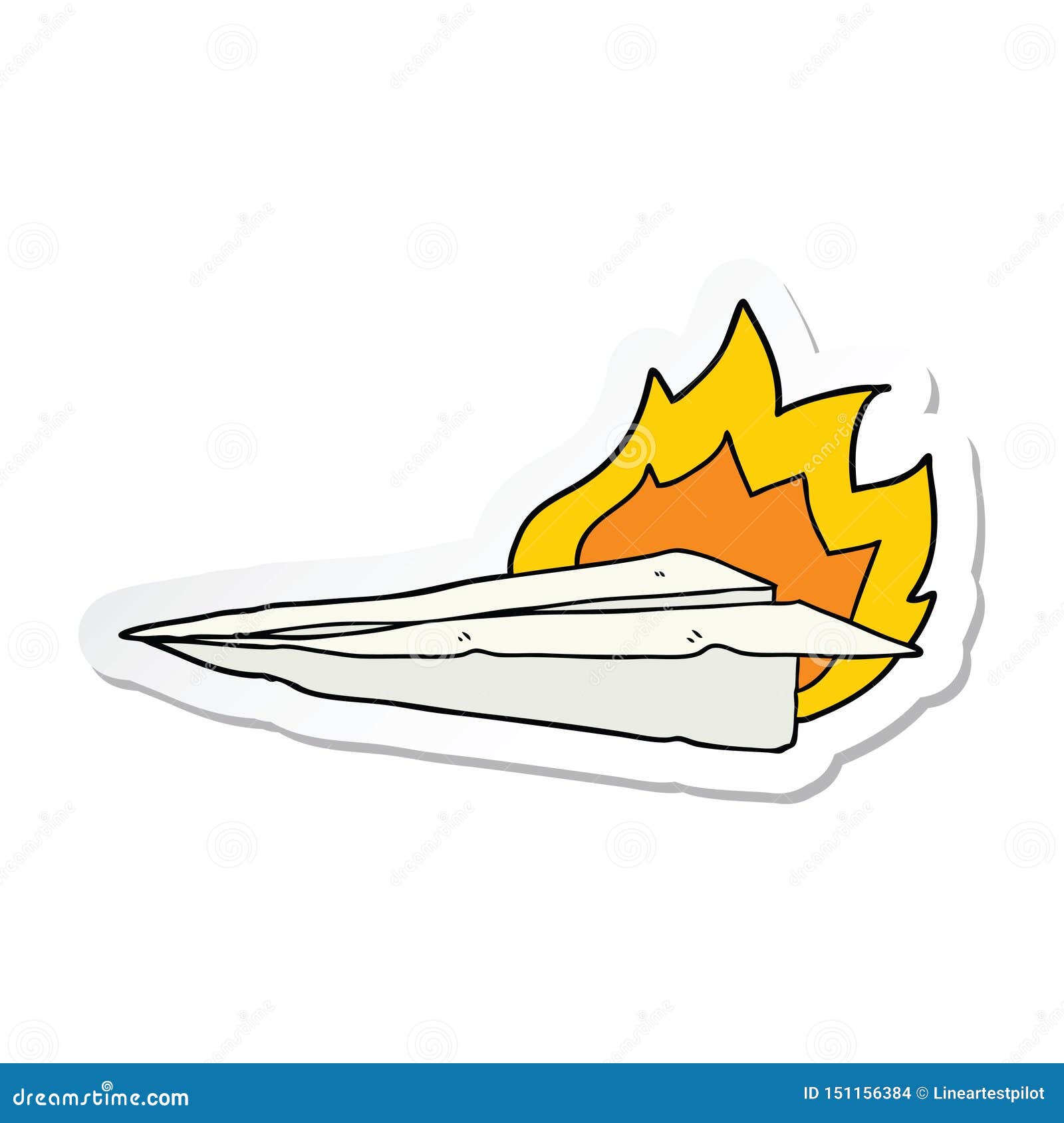 A Creative Sticker of a Cartoon Burning Paper Airplane Stock Vector ...