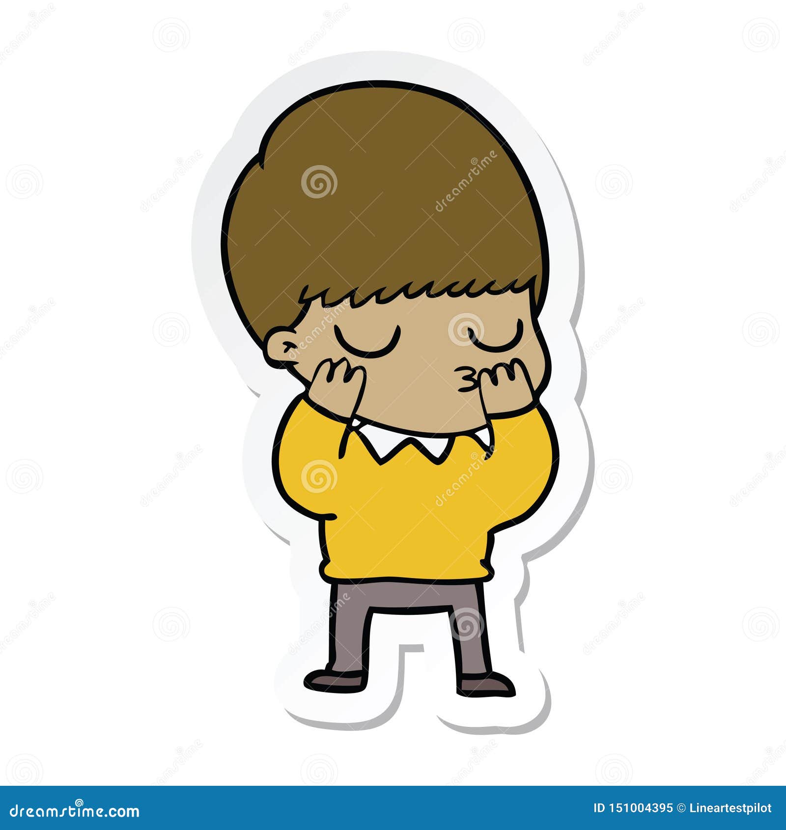 A Creative Sticker of a Cartoon Calm Boy Stock Vector - Illustration of ...