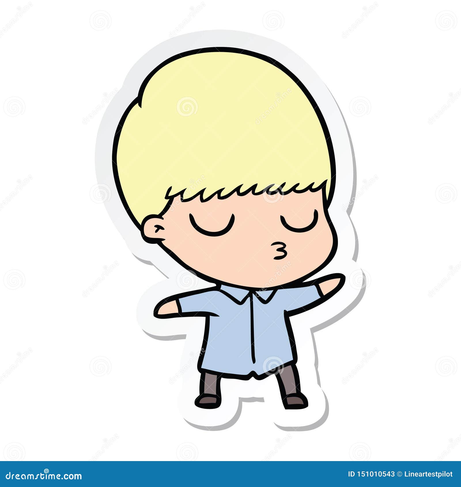 A Creative Sticker of a Cartoon Calm Boy Stock Vector - Illustration of ...