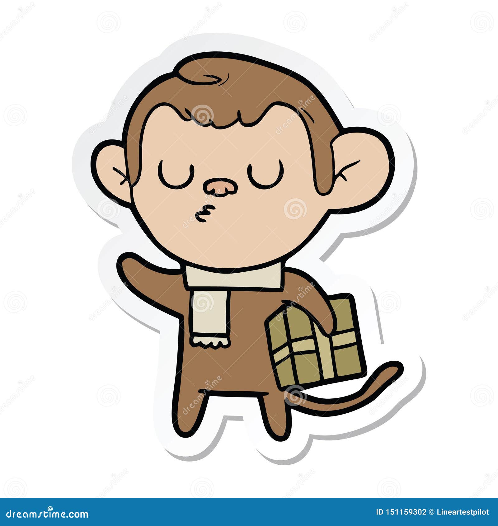 A Creative Sticker of a Cartoon Calm Monkey Stock Vector - Illustration ...