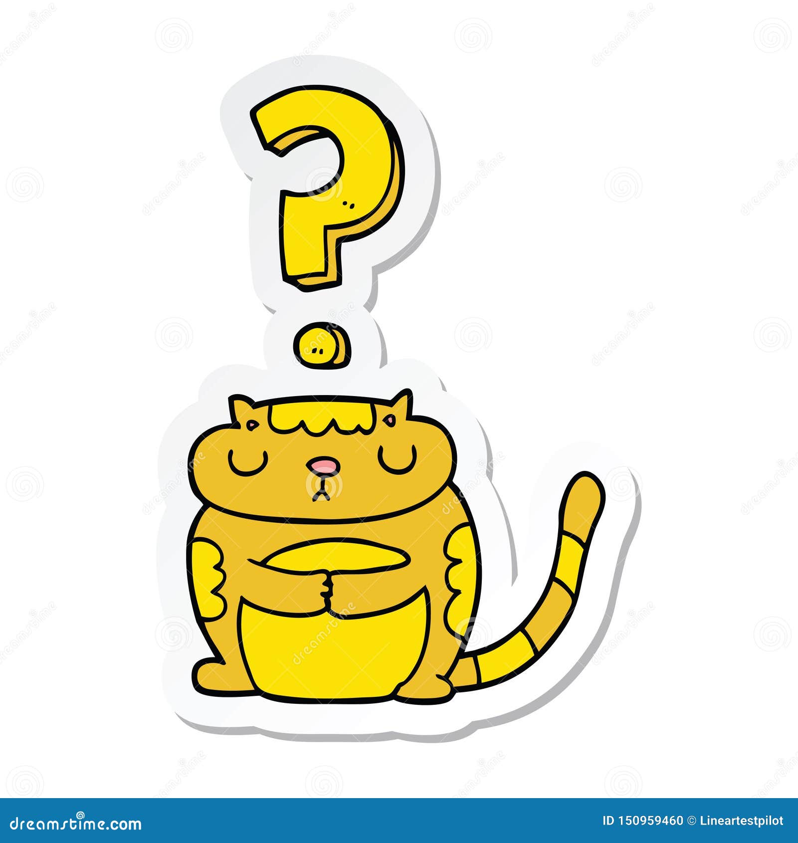 A Creative Sticker of a Cartoon Cat with Question Mark Stock Vector ...