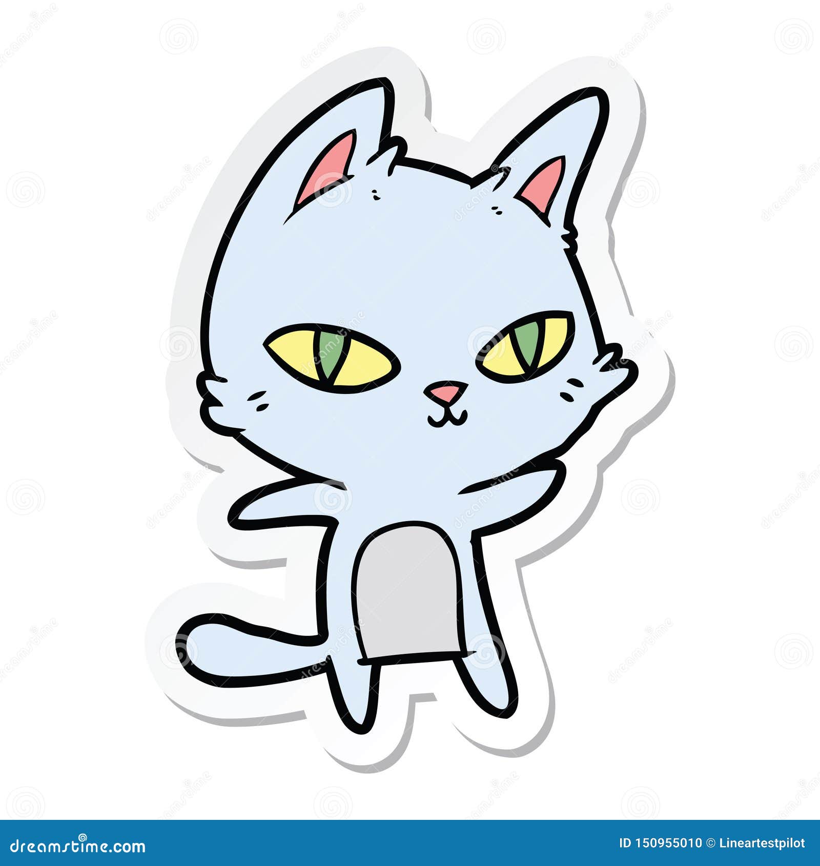 A Creative Sticker of a Cartoon Cat Staring Stock Vector - Illustration ...