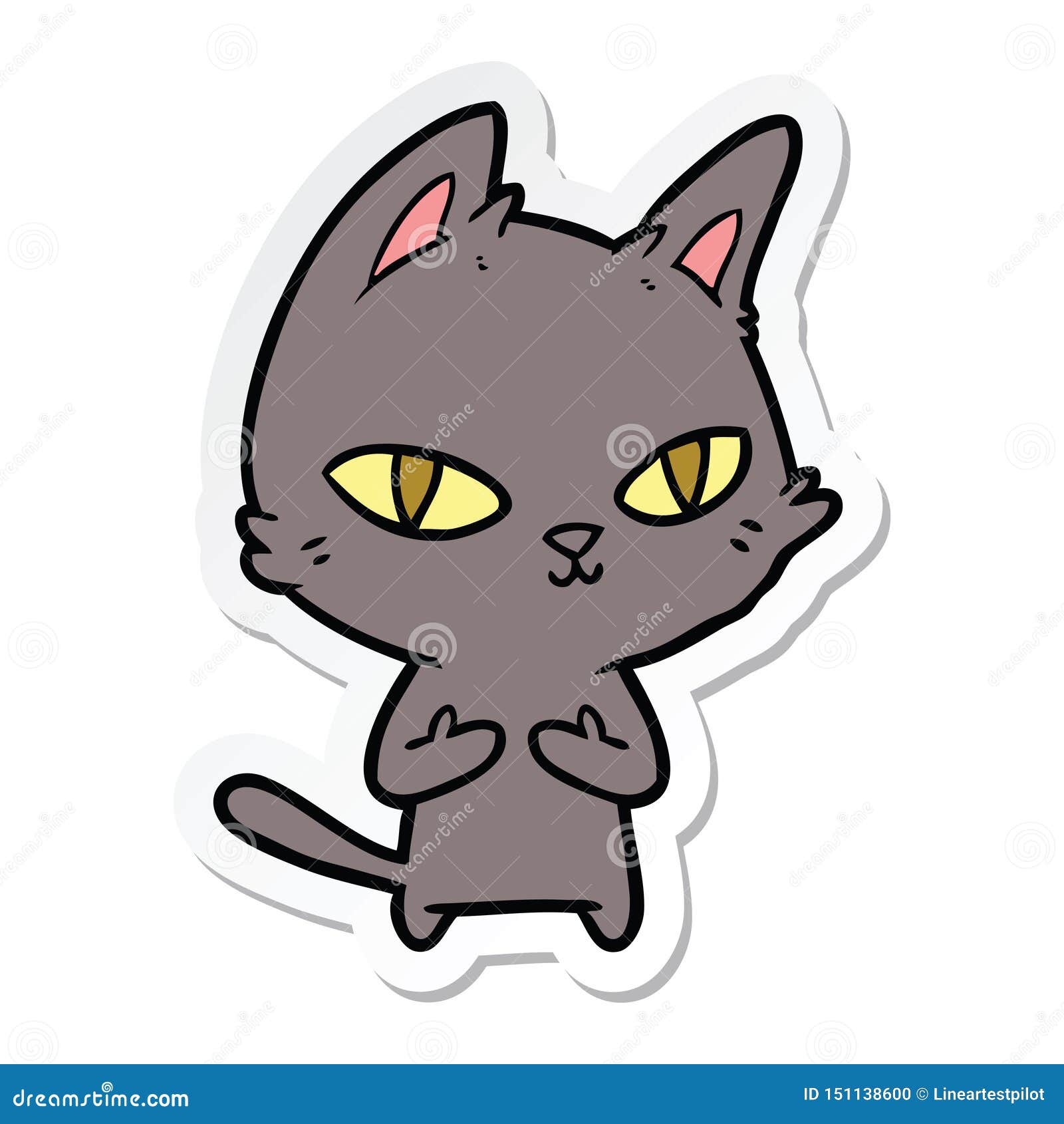 A Creative Sticker of a Cartoon Cat Staring Stock Vector - Illustration ...