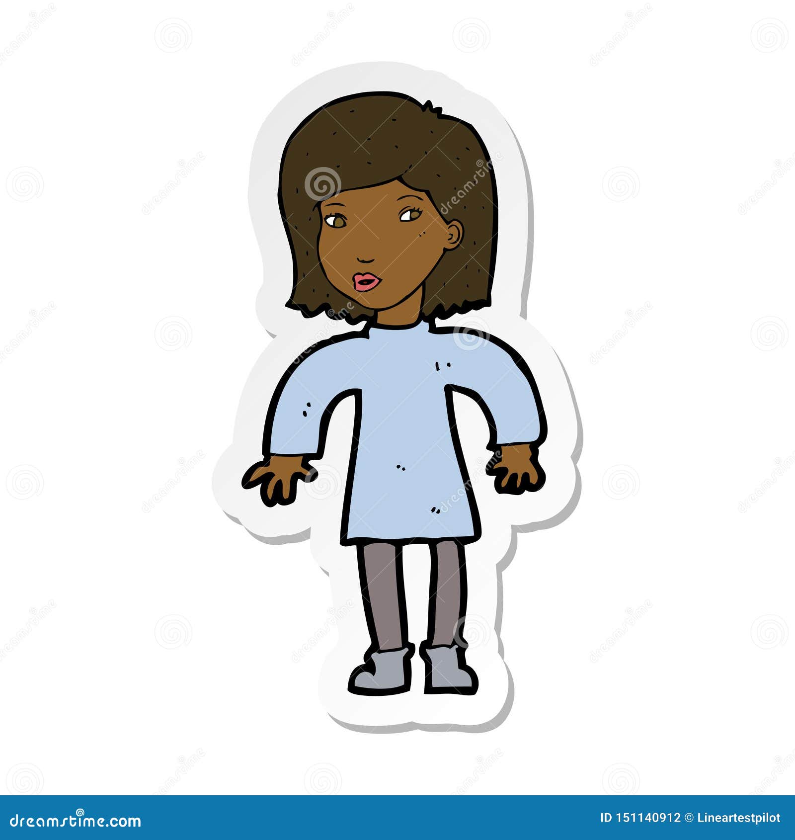 A Creative Sticker of a Cartoon Cautious Woman Stock Vector ...