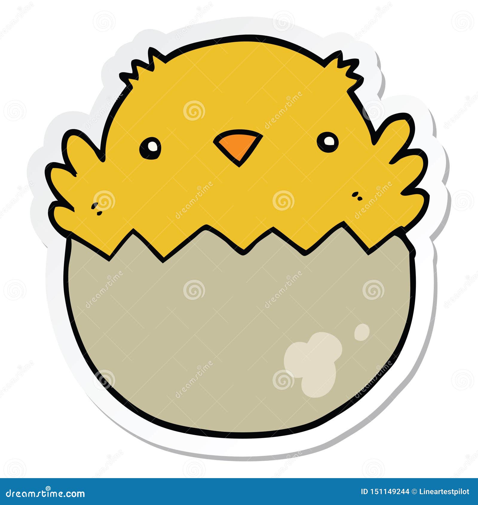 A Creative Sticker of a Cartoon Chick Hatching from Egg Stock Vector ...