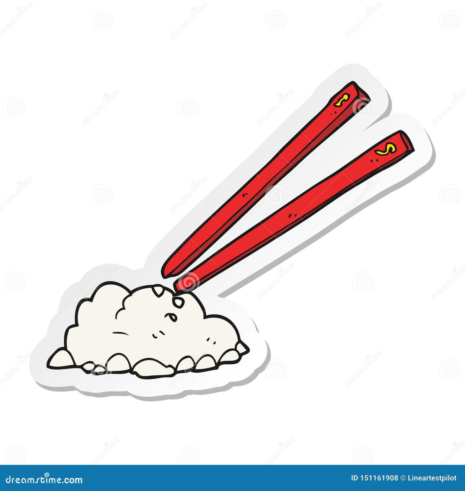 A Creative Sticker of a Cartoon Chopsticks and Rice Stock Vector ...