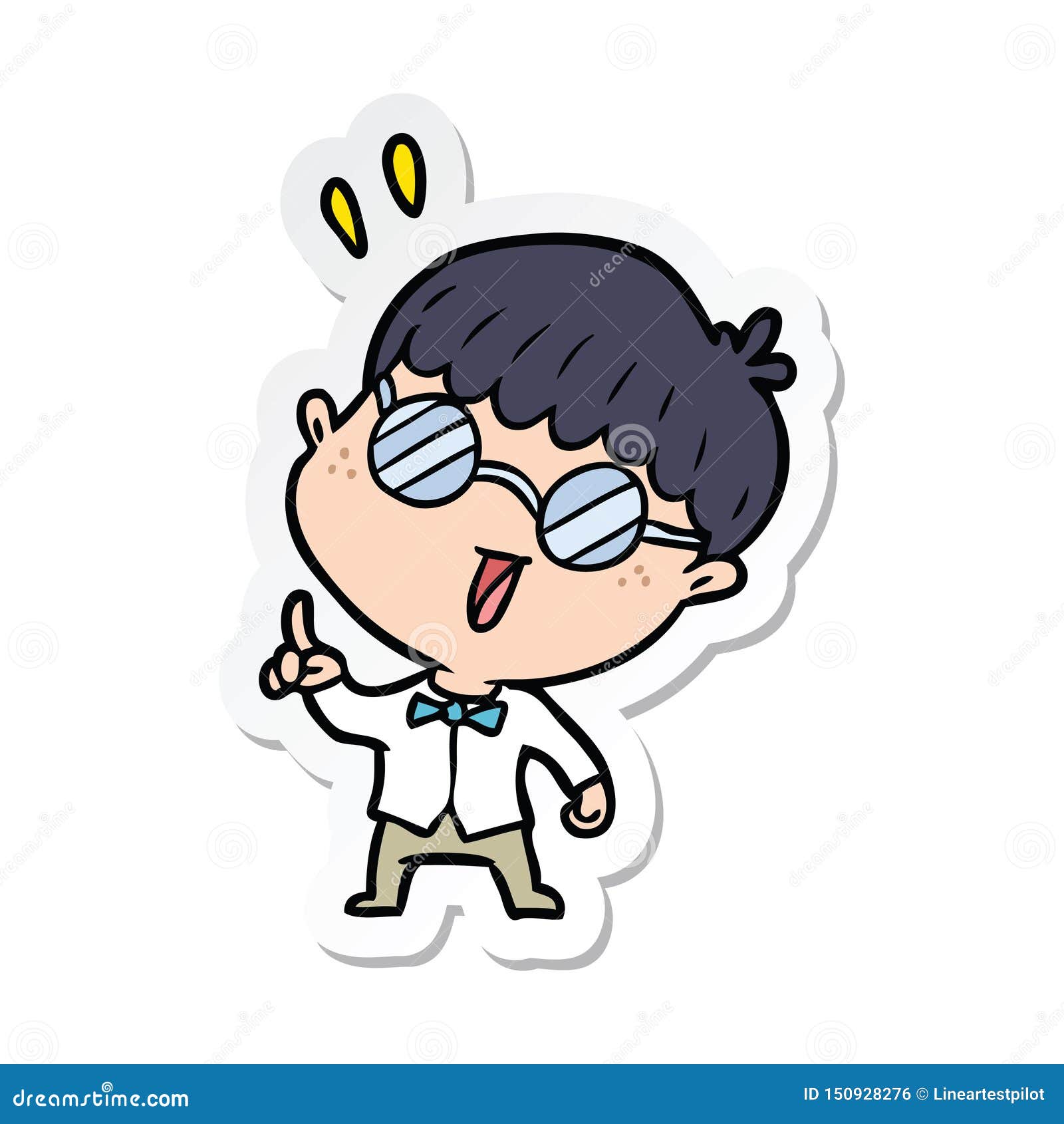 A Creative Sticker of a Cartoon Clever Boy Stock Vector - Illustration ...