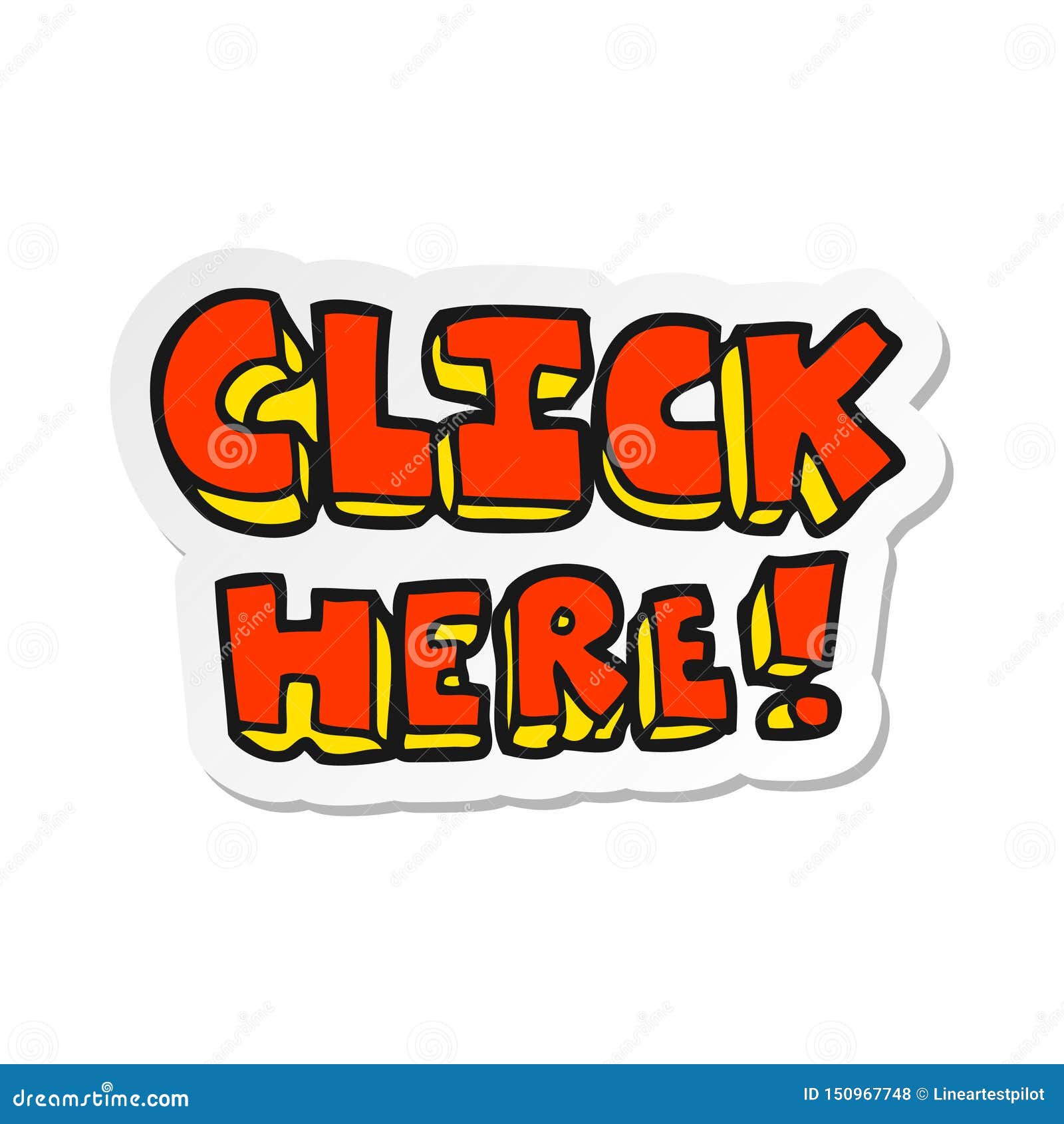 A Creative Sticker of a Cartoon Click Here Word Symbol Stock Vector ...