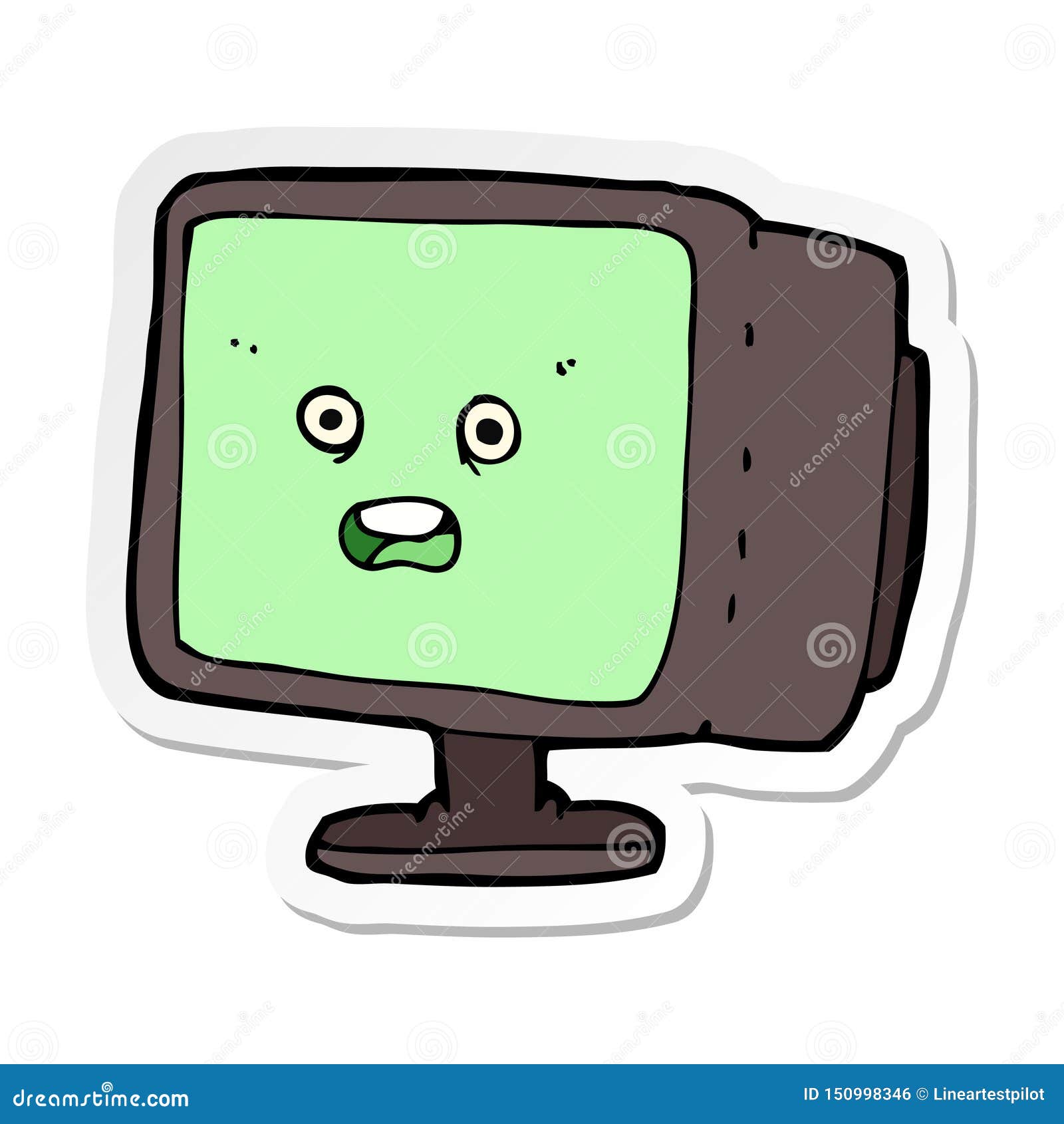 A Creative Sticker of a Cartoon Computer Screen Stock Vector ...